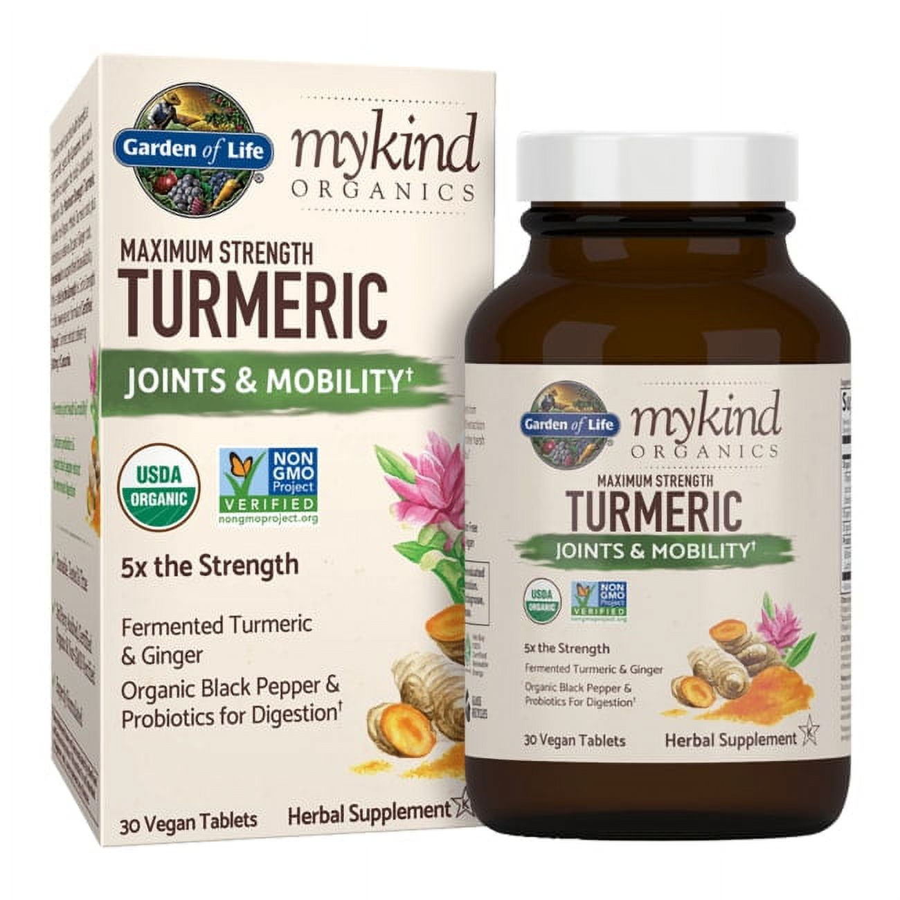 MyKind Organics, Maximum Strength Turmeric, Joints & Mobility, 30 Vegan ...