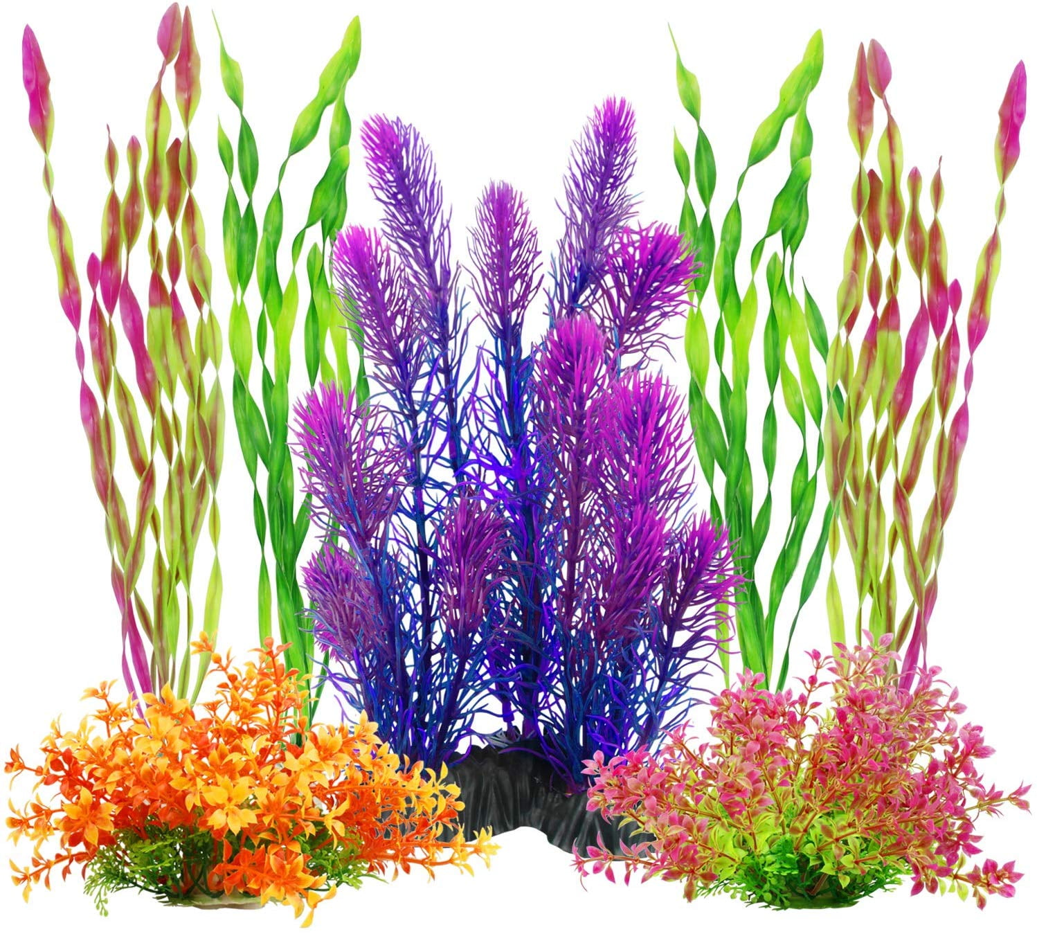 MyLifeUNIT Small to Large Artificial Aquarium Plants, Plastic Fish Tank ...