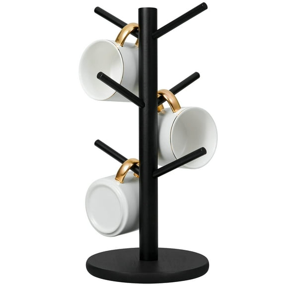 Black Coffee Mug Tree Bamboo Mug Holder Coffee Cup Stand Mug Holders ...