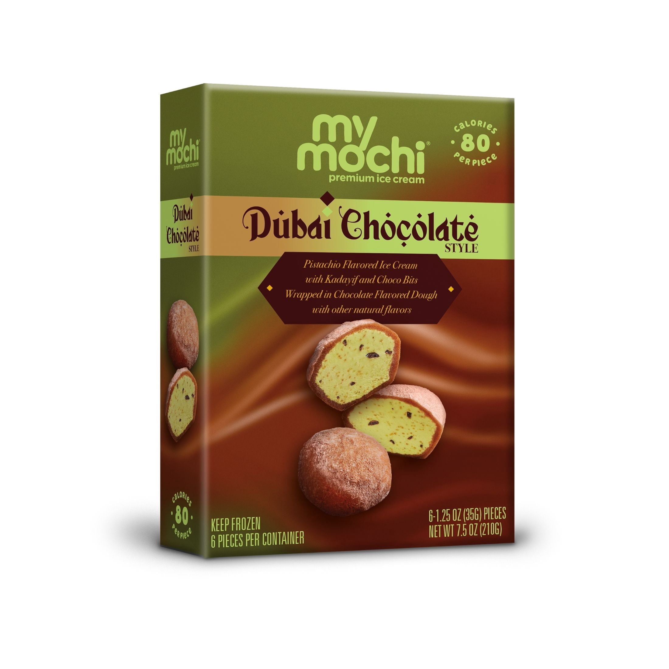 My/Mochi Ice Cream Dubai Chocolate Mochi, 6 Count 1.25 Ounce Soft ...