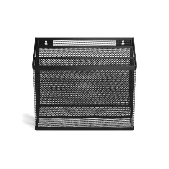 MyOfficeInnovations 3 Compartment Wire Mesh File Organizer Matte Black ...