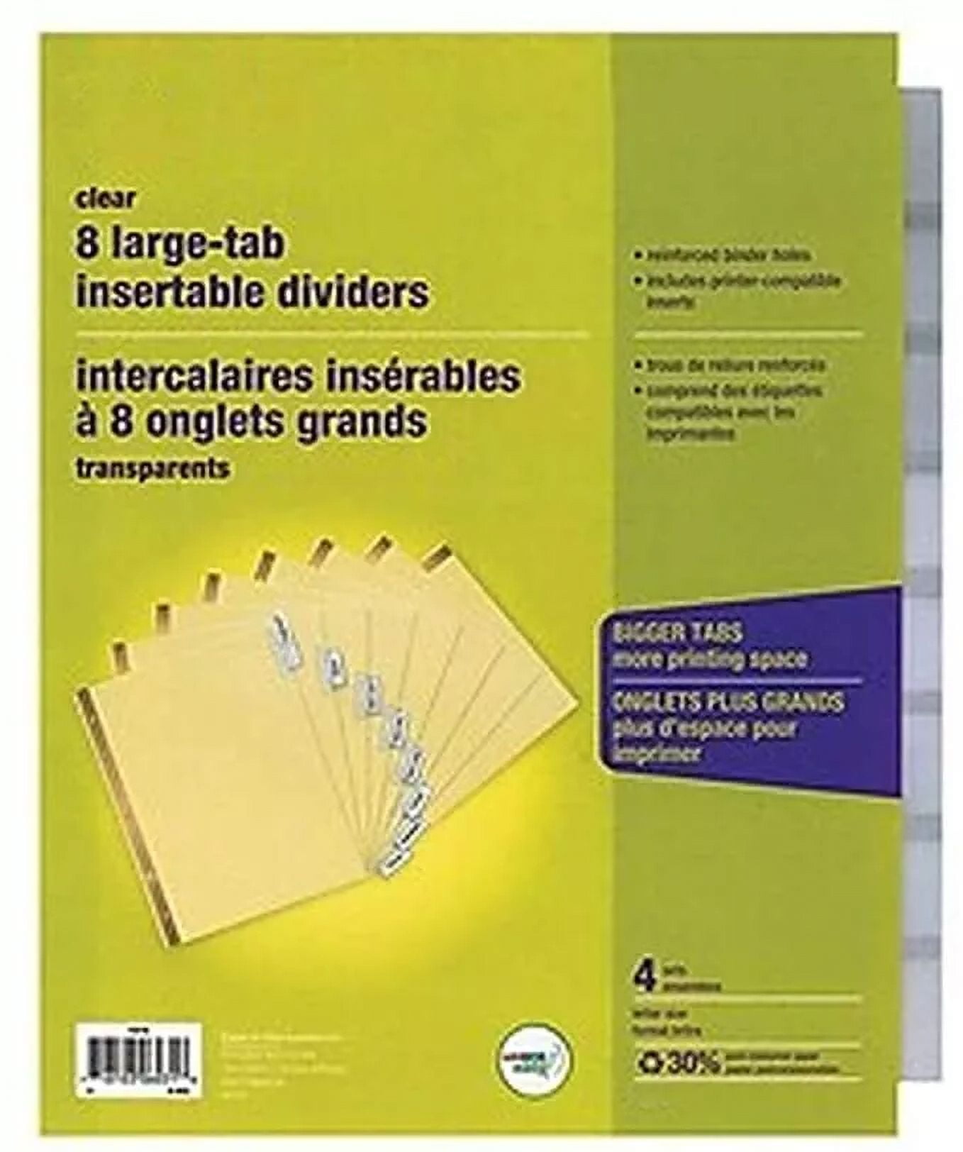 MyOfficeInnovations Big Tab Blank Paper Dividers 8-Tab Clear 4/Pack ...
