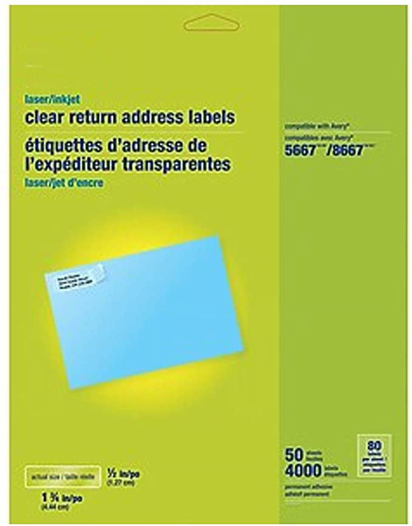MyOfficeInnovations Laser/Inkjet Address Labels 1/2" x 1 3/4" Clear 80 ...