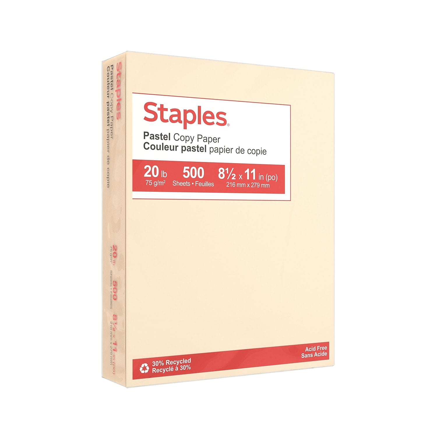 "Staples Pastel Colored Copy Paper 8 1/2"" x 11"" Cream, Printer Pack ...