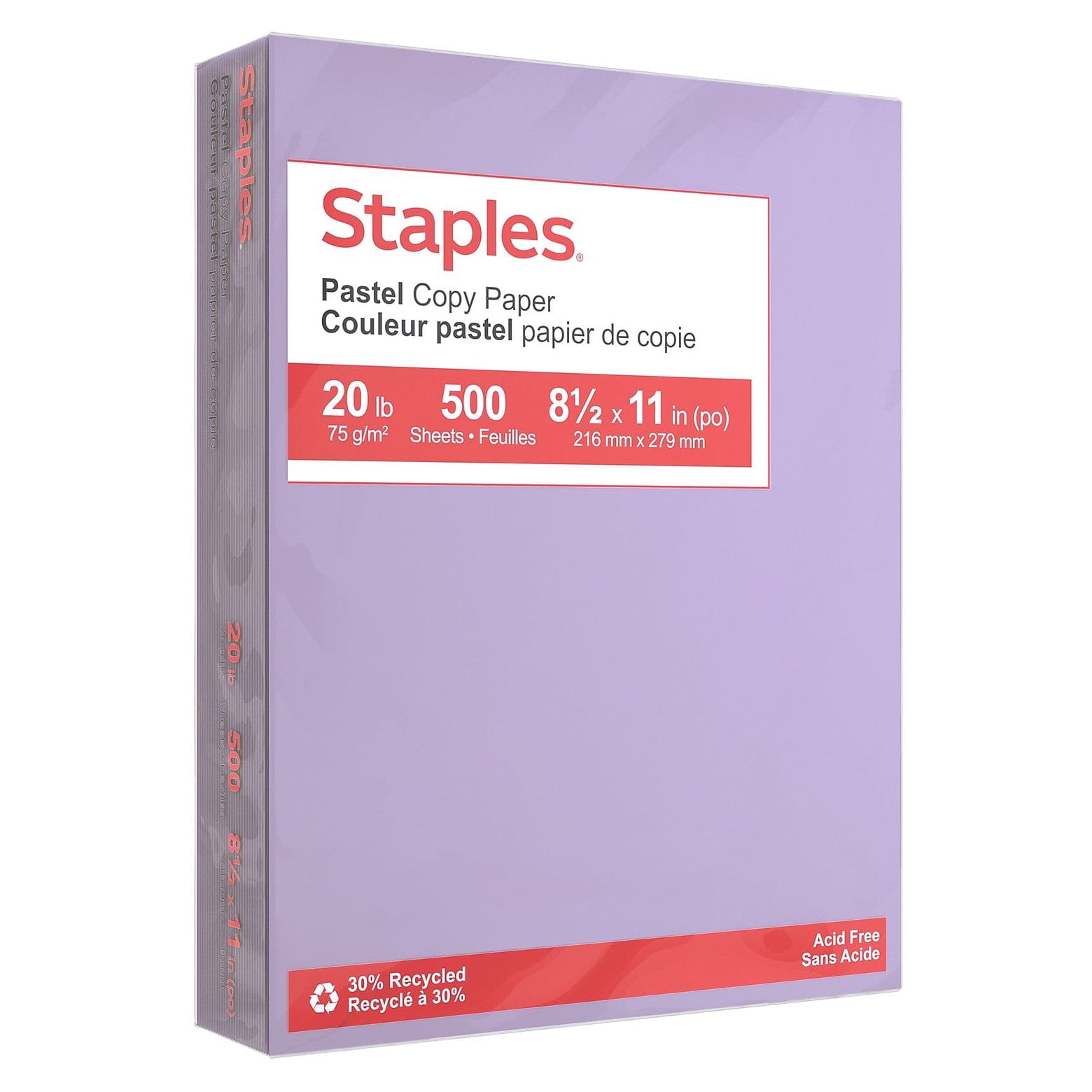 Staples Pastel Lilac Colored Copy Paper, 8.5" x 11", Eco-Friendly ...