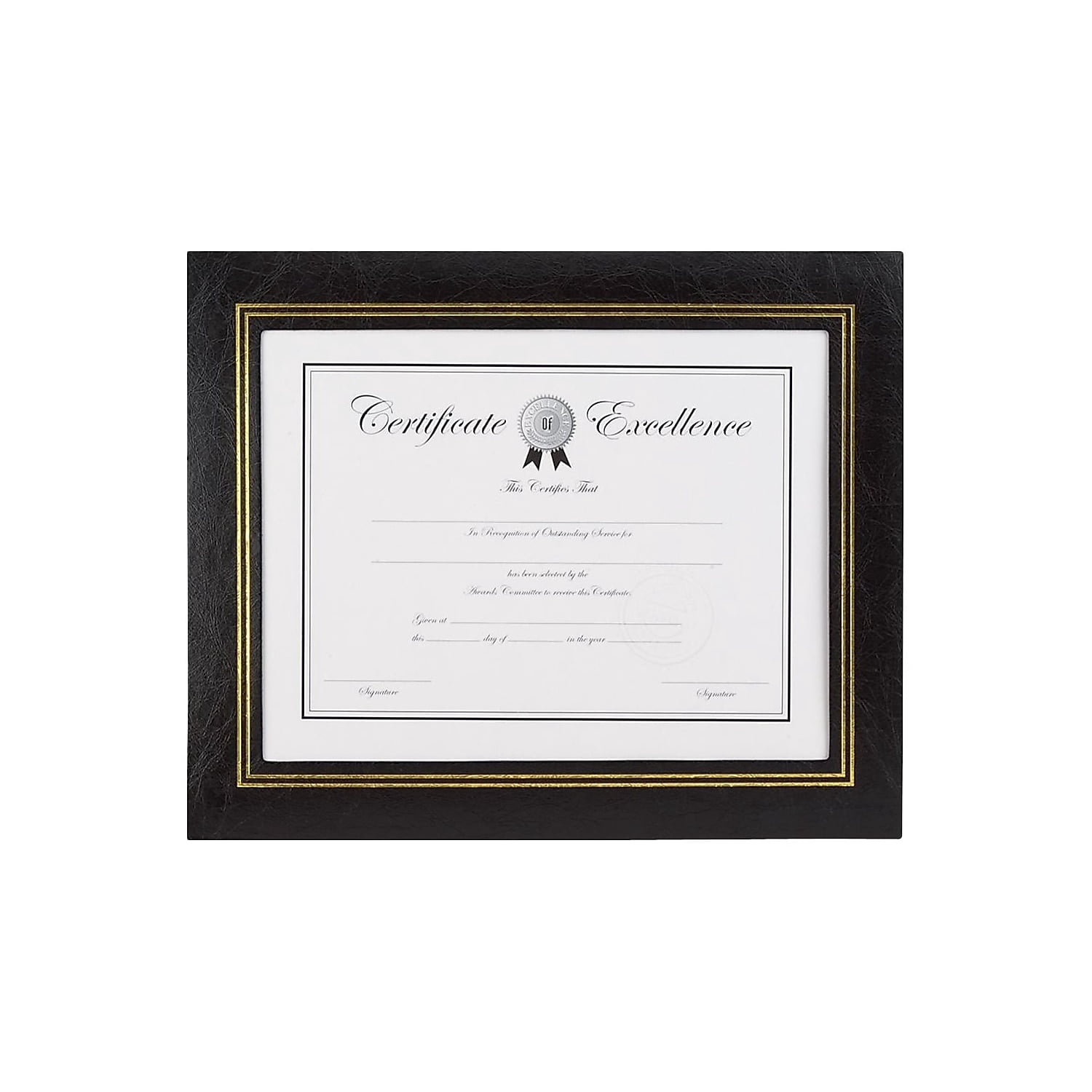 MyOfficeInnovations Plastic Certificate Frames 2/Pack, Black, Gold Trim ...