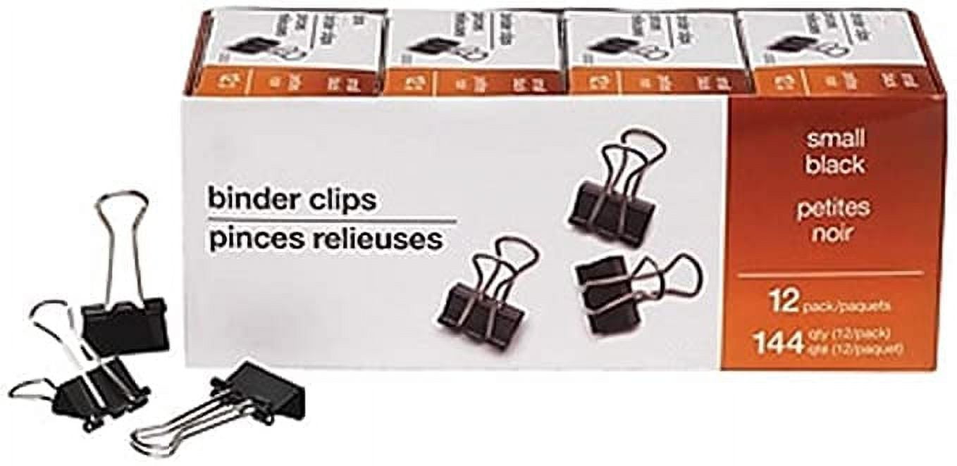 MyOfficeInnovations Small Metal Binder Clips Bulk PK Black 3/4" Size ...