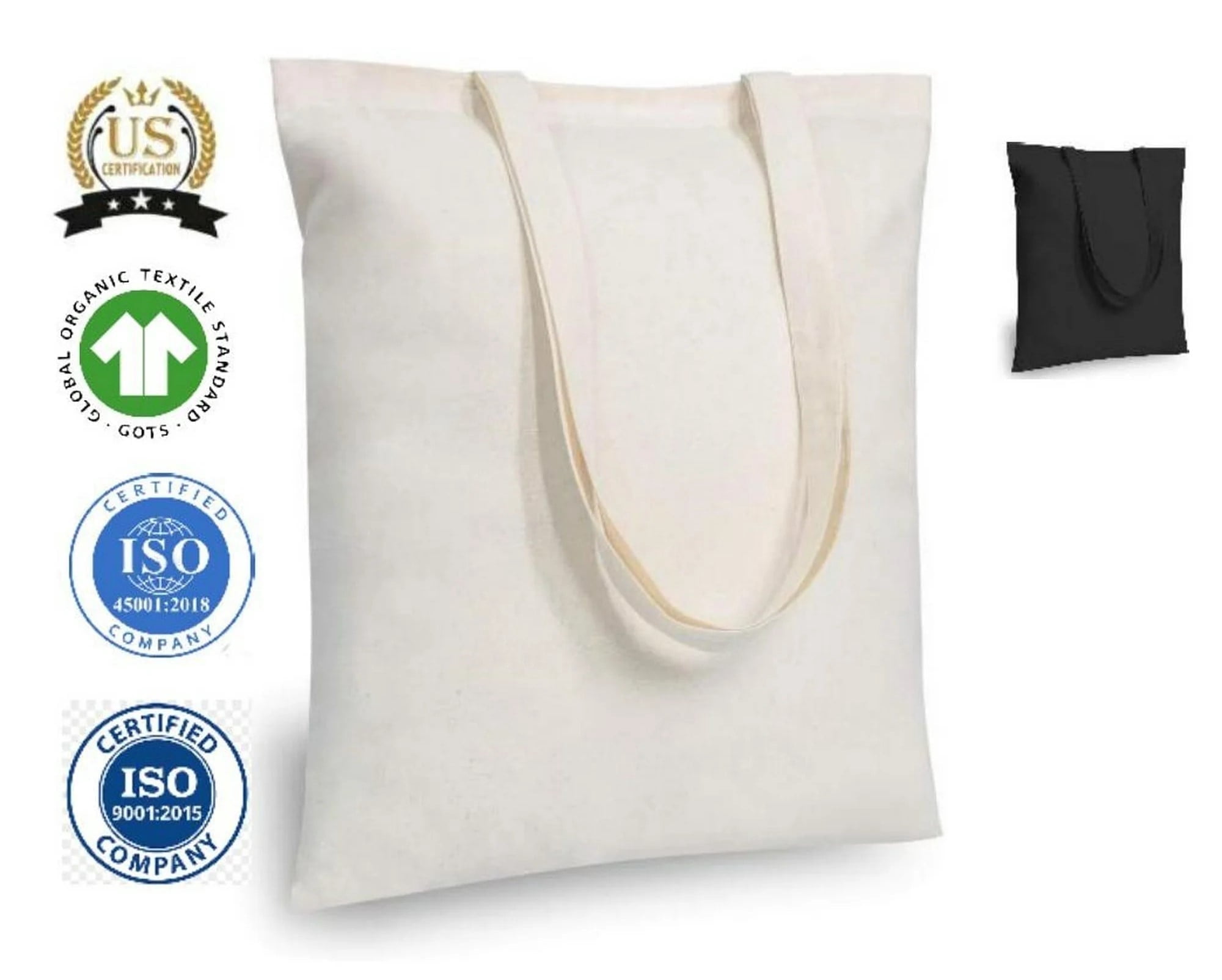 MyOrganicBag Unisex Cotton Blank Shopper Tote Bags, Beige, 12-Piece ...