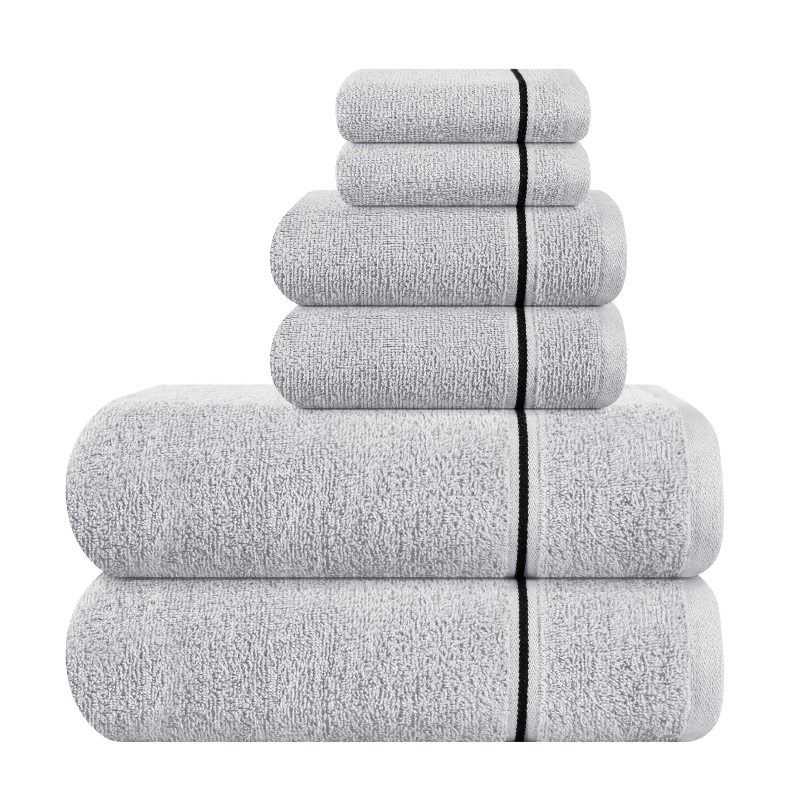 MyOwn Ultra Soft 6 Pack Cotton Towel Set, Contains 2 Bath Towels 28x55 ...