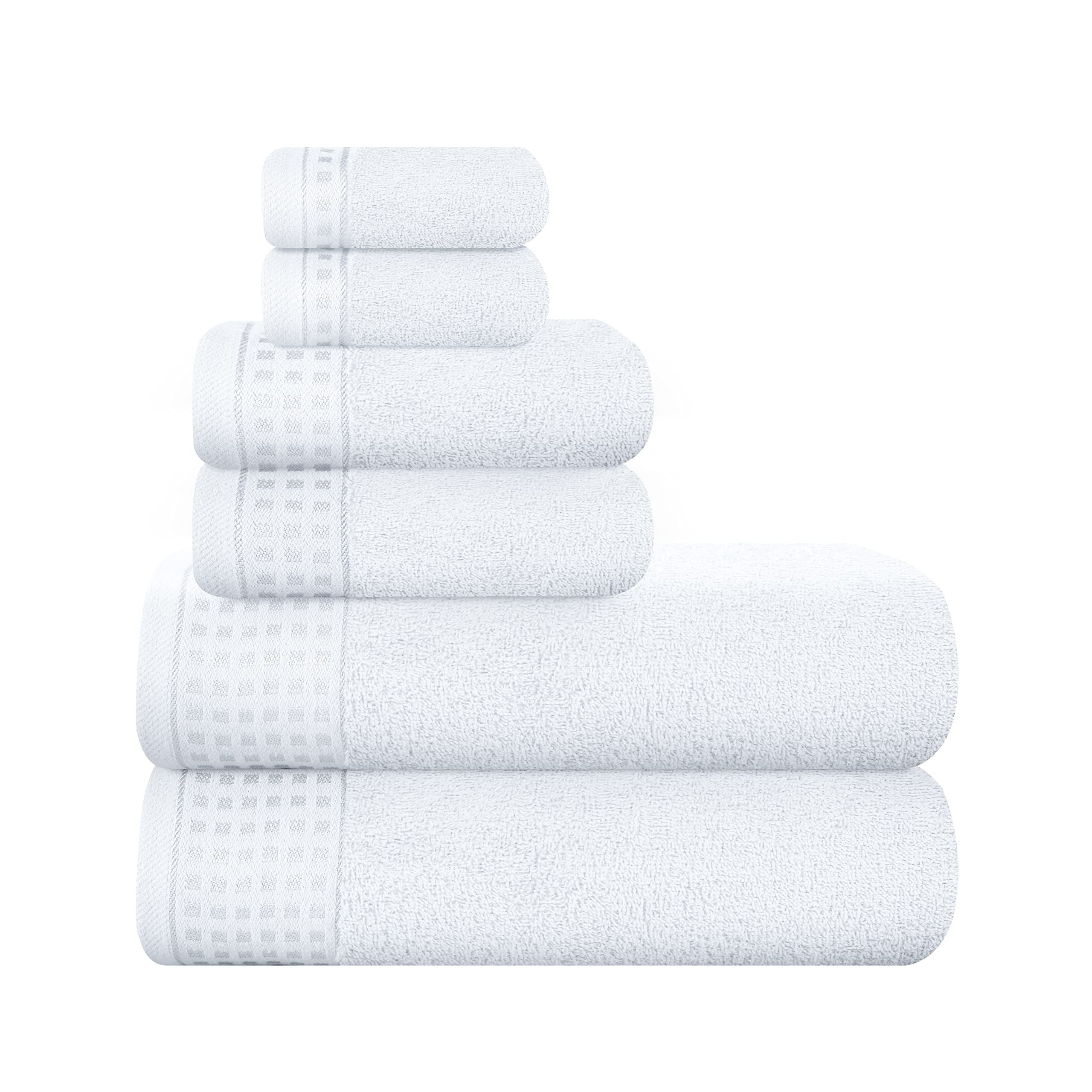 MyOwn Ultra Soft 6 Pack Cotton Towel Set, Contains 2 Bath Towels 28x55 ...