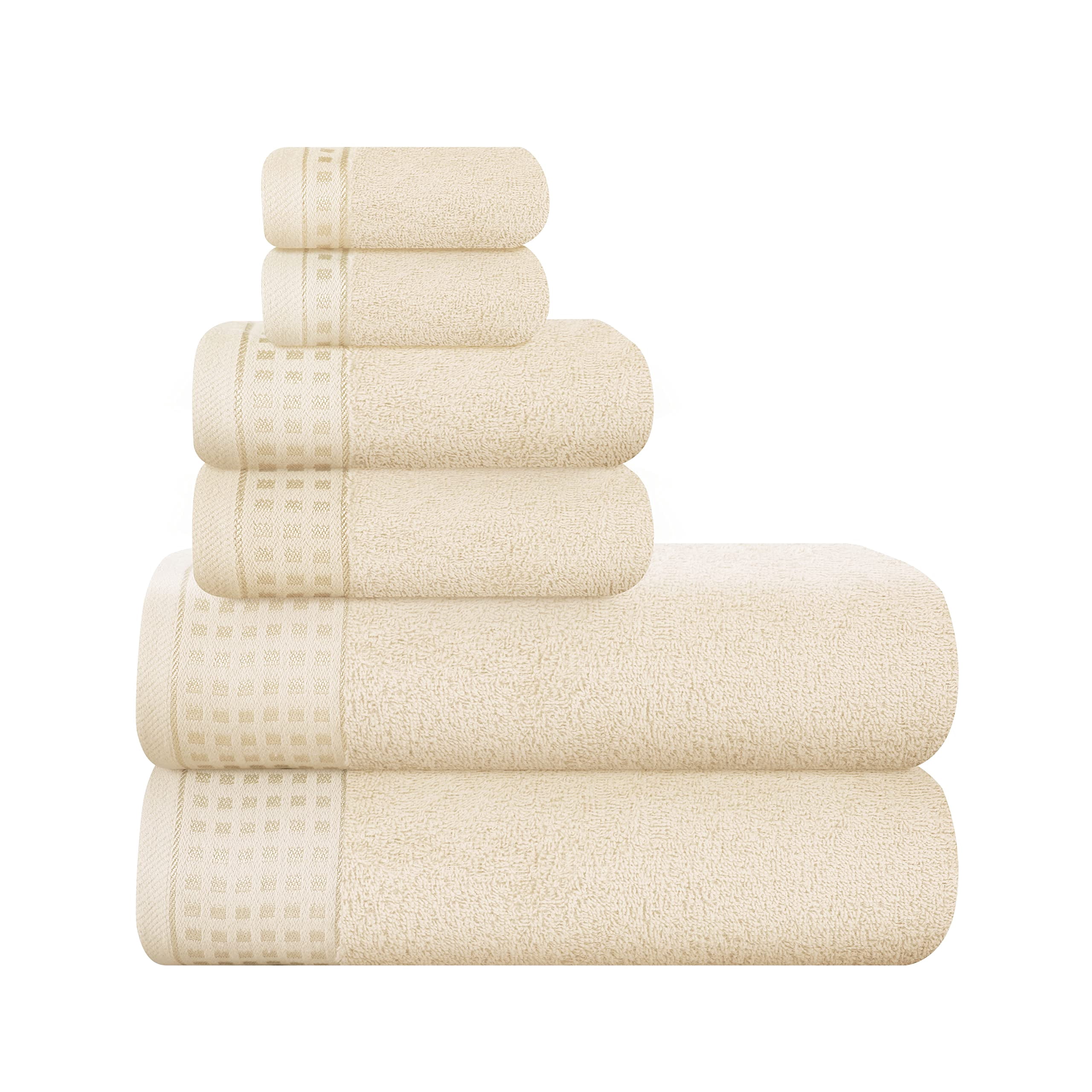MyOwn Ultra Soft 6 Pack Cotton Towel Set, Contains 2 Bath Towels 28x55 ...