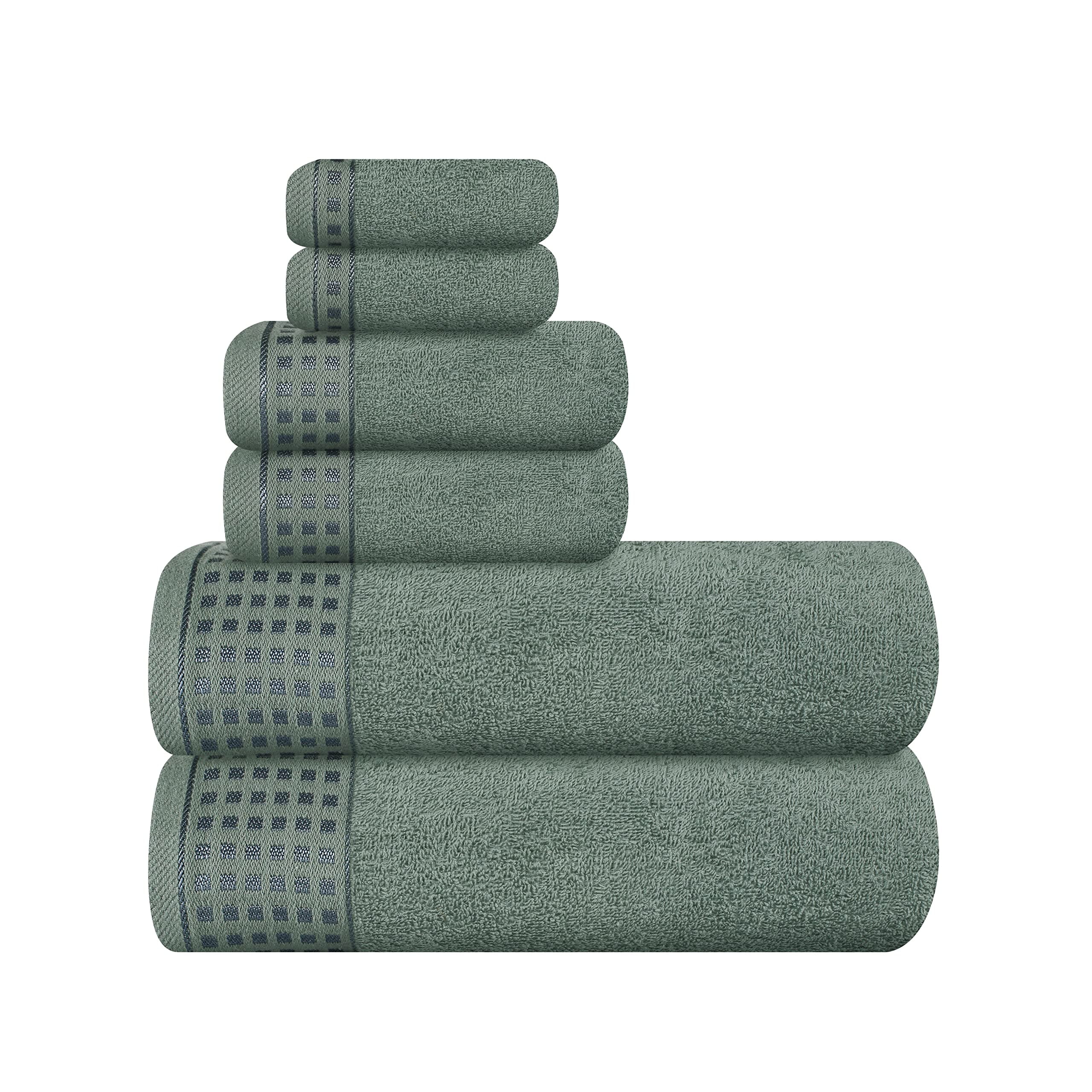 MyOwn Ultra Soft 6 Pack Cotton Towel Set, Contains 2 Bath Towels 28x55 ...