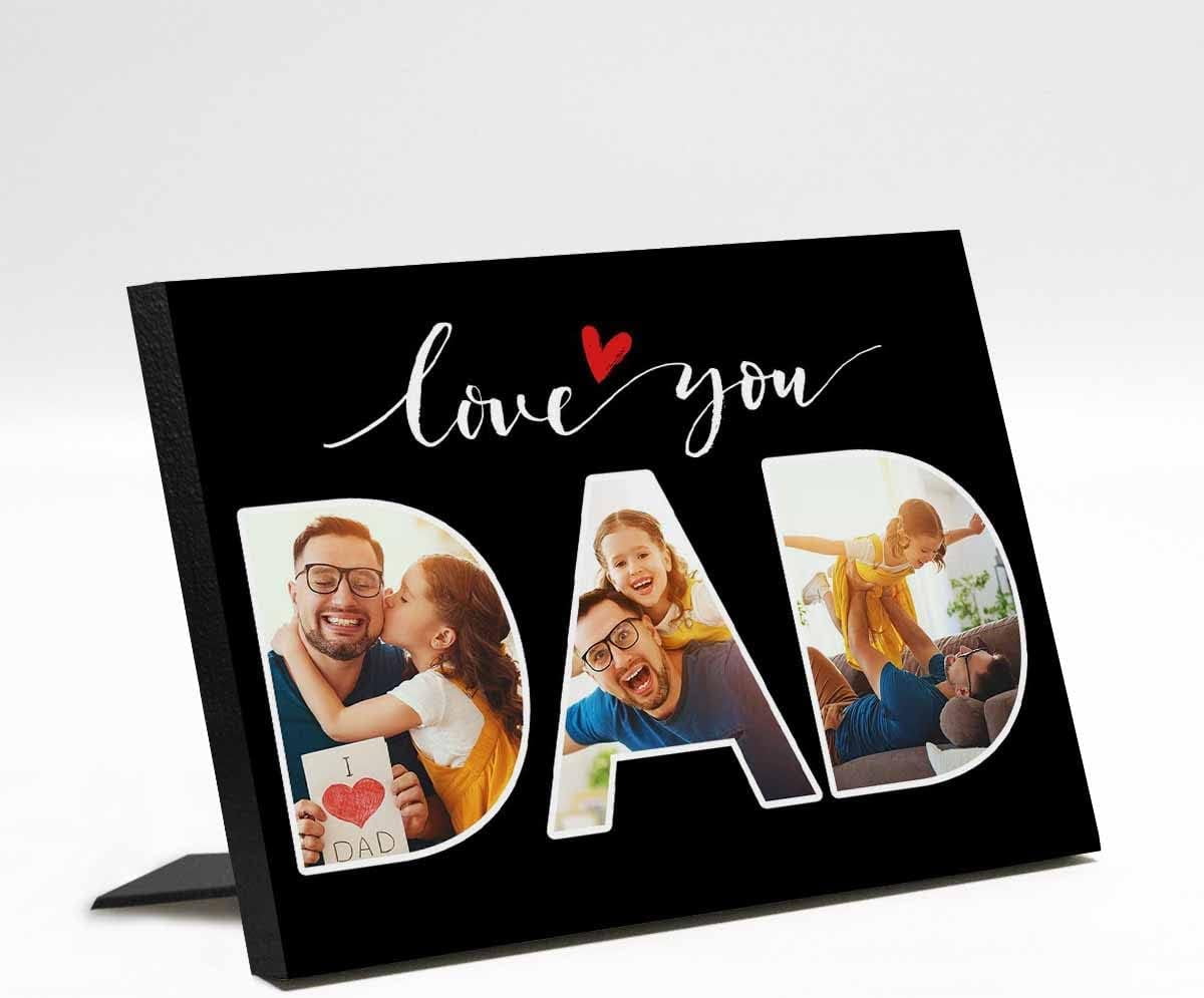 MyPupSocks Custom Dad Photo Collage Frame for Men in Memory, Personalized Love You Dad Frame ...