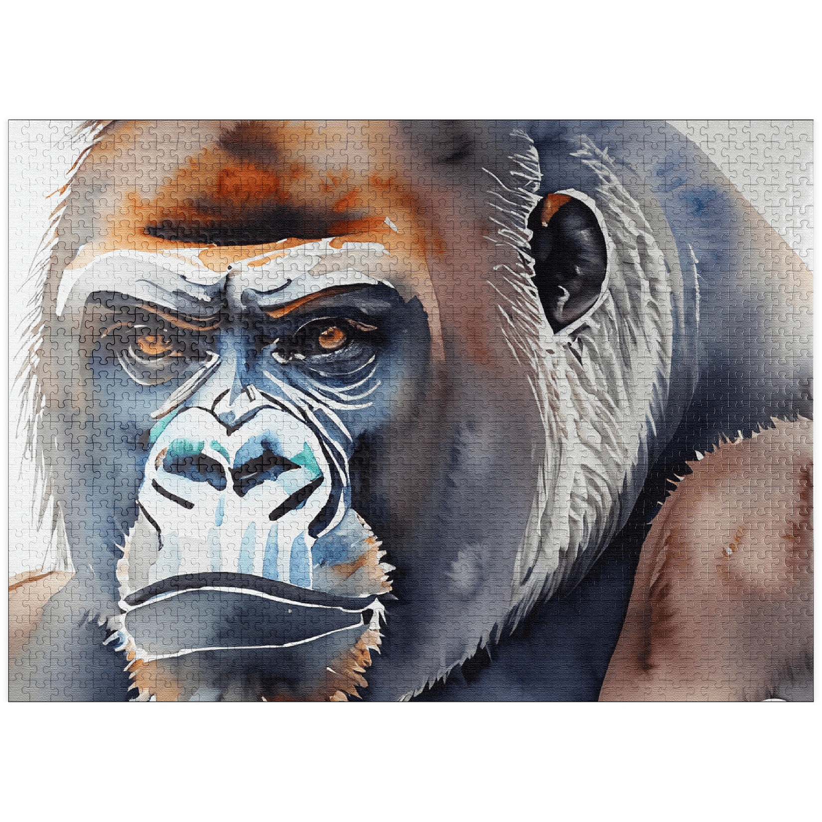 MyPuzzle - Abstract Watercolor Gorilla Wildlife Canvas - Premium 1000 ...