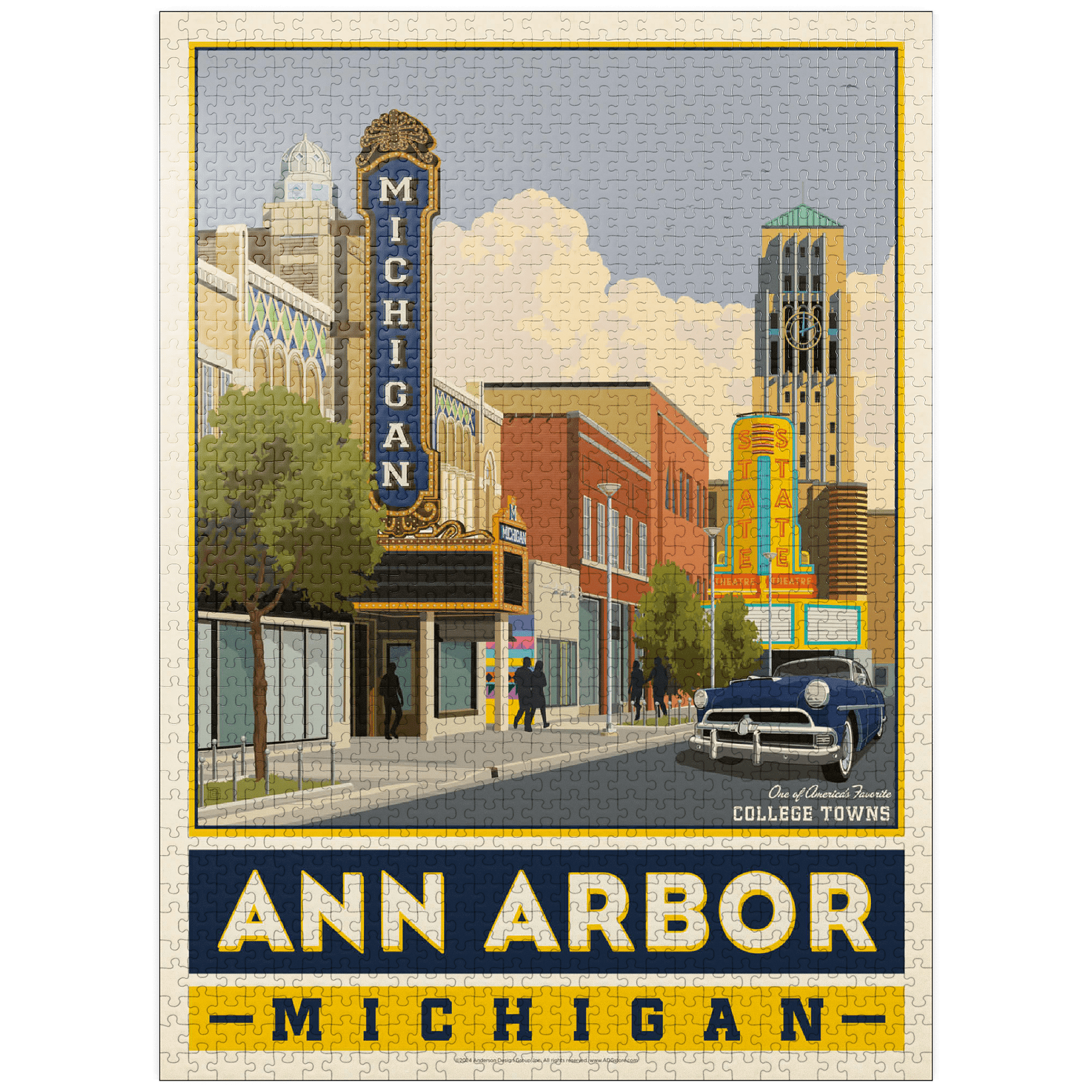 MyPuzzle - American College Towns: Ann Arbor, Michigan, Vintage Poster ...
