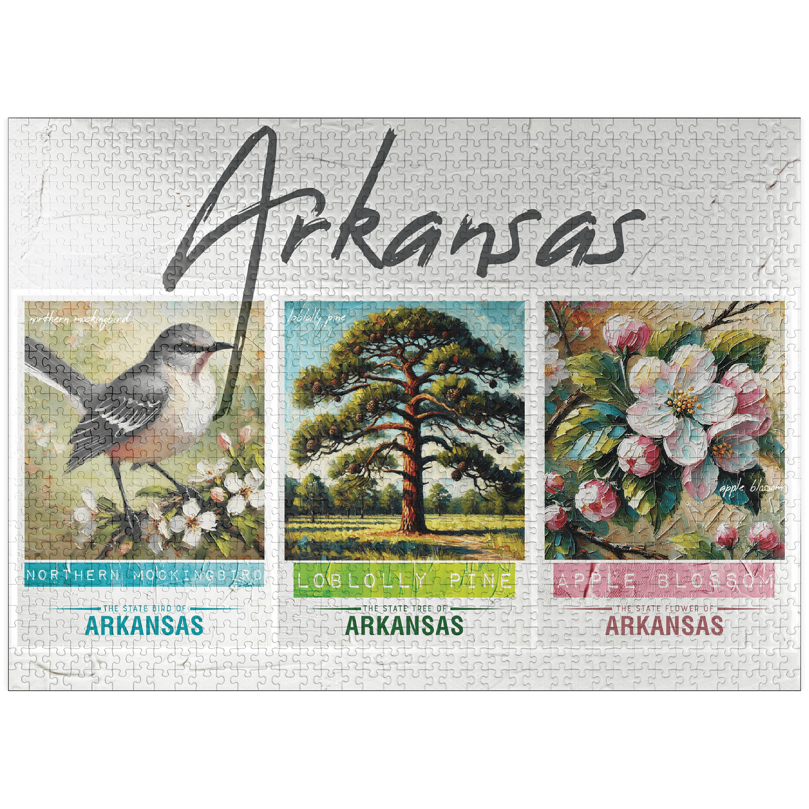 MyPuzzle - Arkansas: Bird, Tree, Flower- State Symbols Collage Series ...