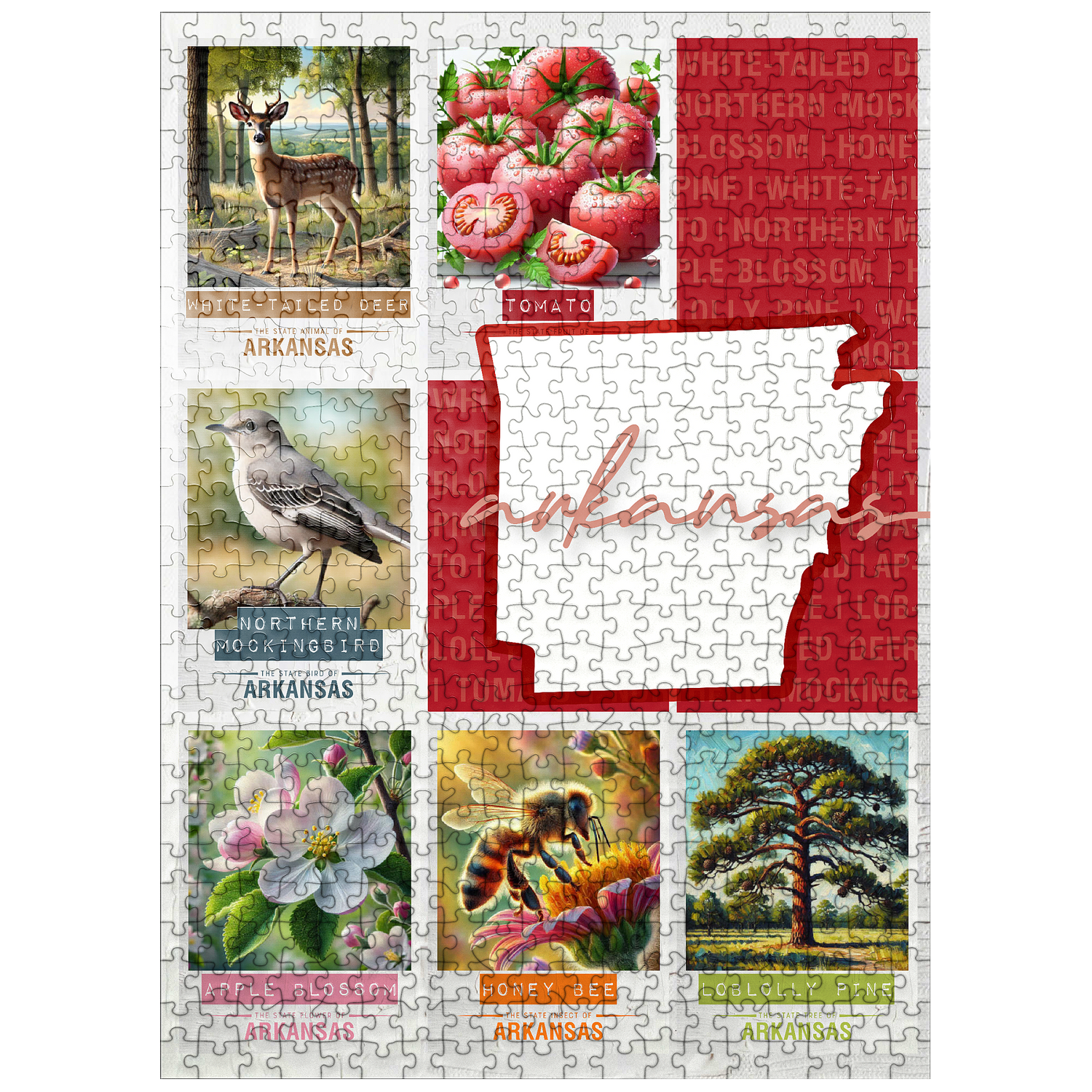 MyPuzzle - Arkansas: State Symbols Poster - Premium 500 Piece Jigsaw ...