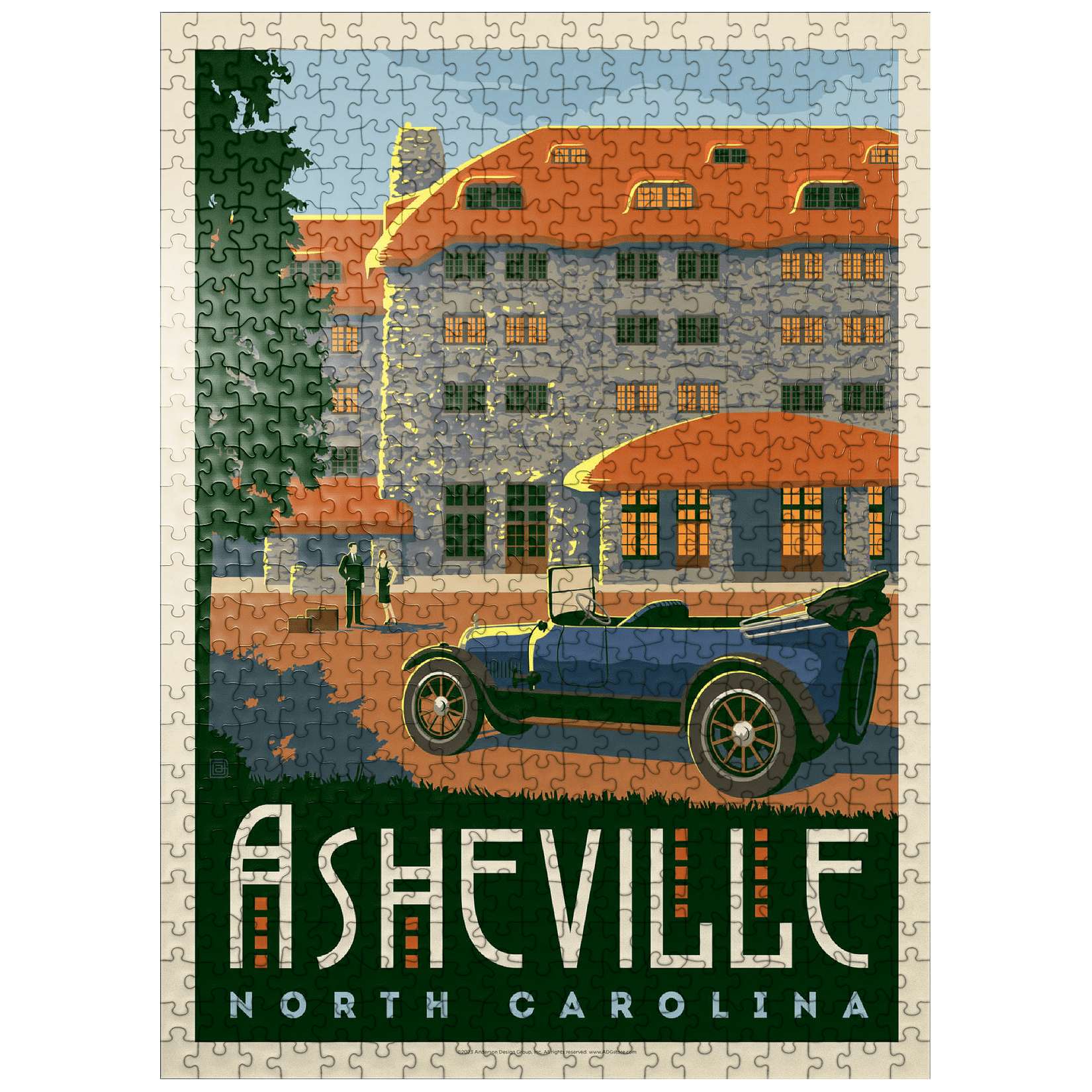 MyPuzzle - Asheville: North Carolina, Vintage Poster - Premium 500 ...