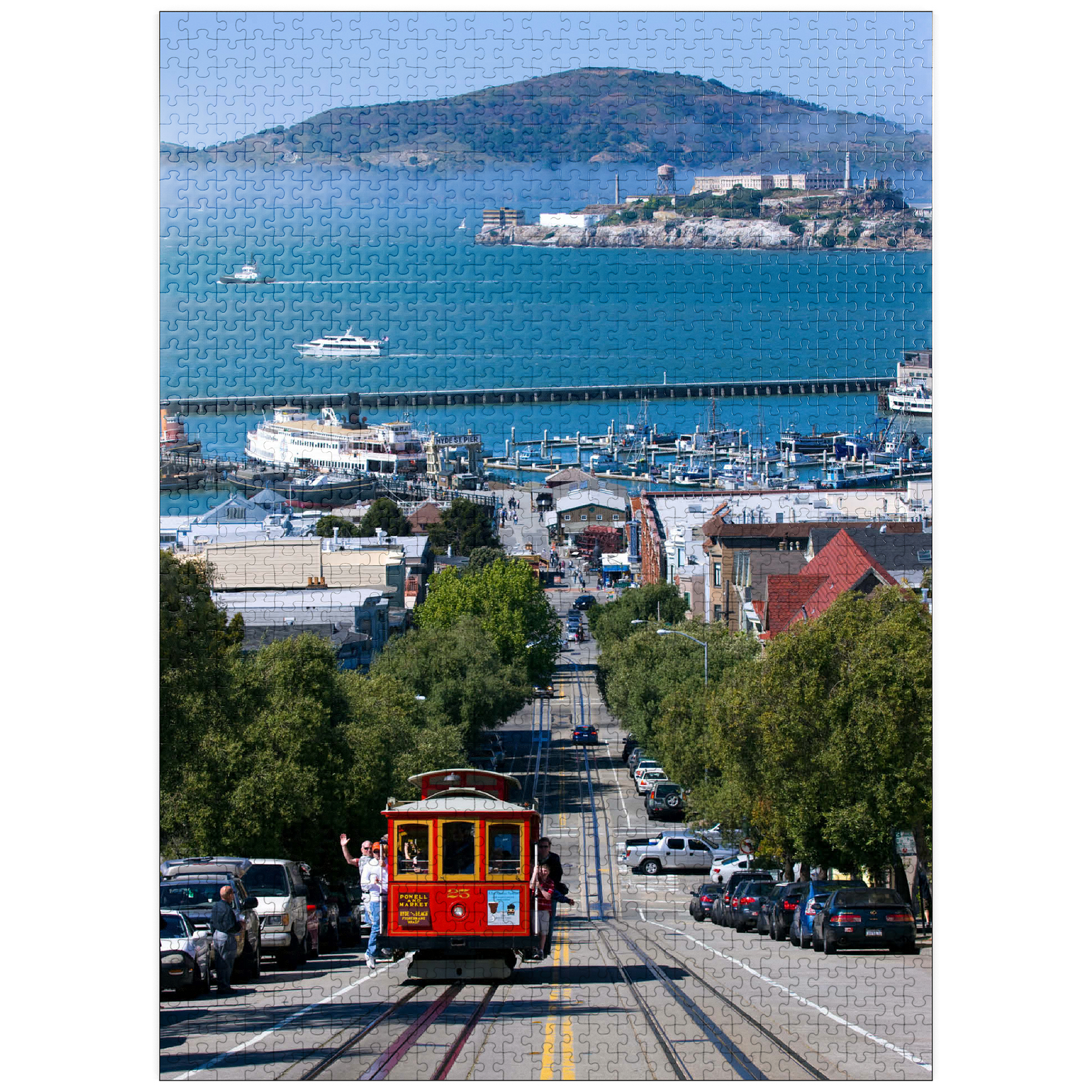 MyPuzzle - Cable Car With Fisherman's Wharf And Alcatraz Island, San ...