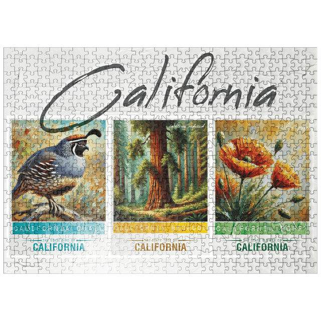 MyPuzzle - California: Bird, Tree, Flower- State Symbols Collage Series ...