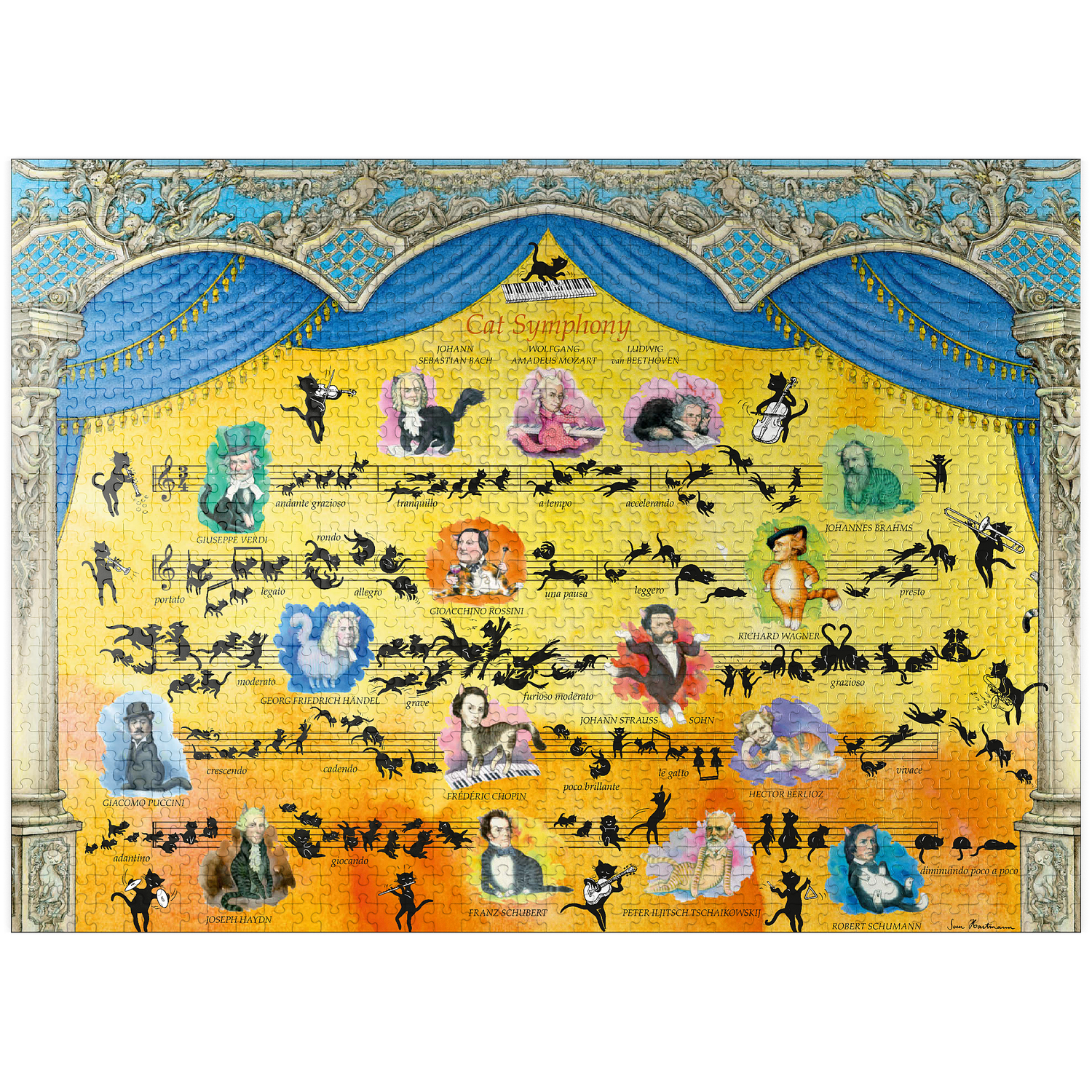 MyPuzzle - Cat Symphony - Sven Hartmann - Premium 1000 Piece Jigsaw ...