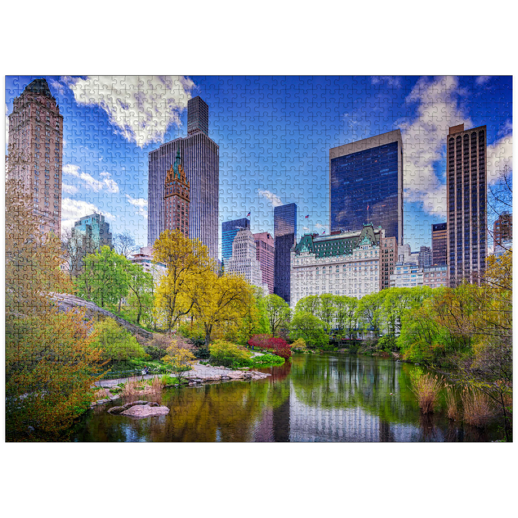 MyPuzzle - Central Park Skyline With Reflective Pond - Premium 1000 ...