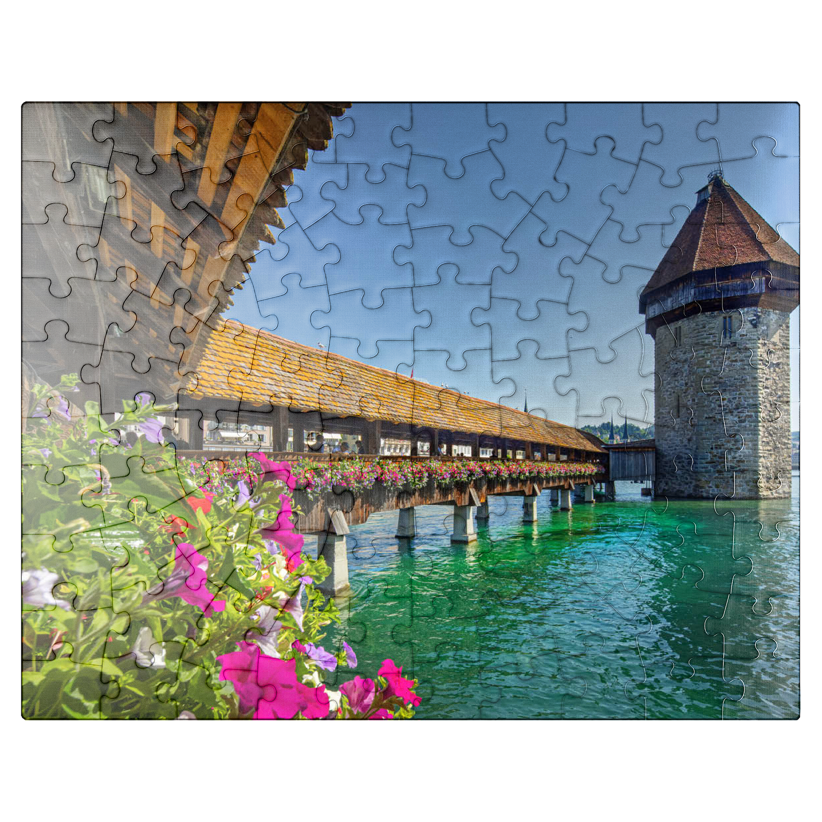 MyPuzzle - Chapel Bridge Over The Reuss River With Water Tower, Lucerne ...