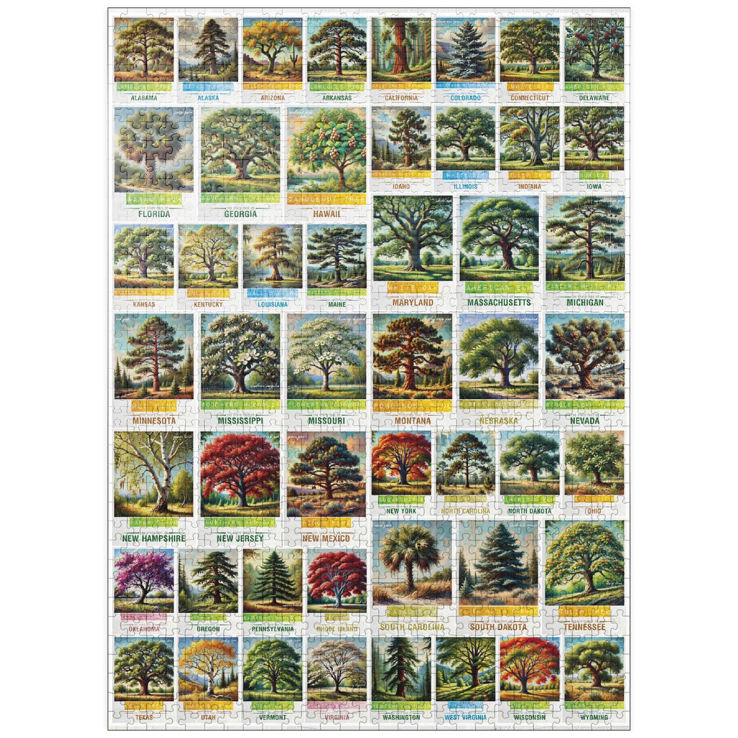 MyPuzzle - Collage: 50 State Trees Poster, Vol.1 - Premium 1000 Piece ...