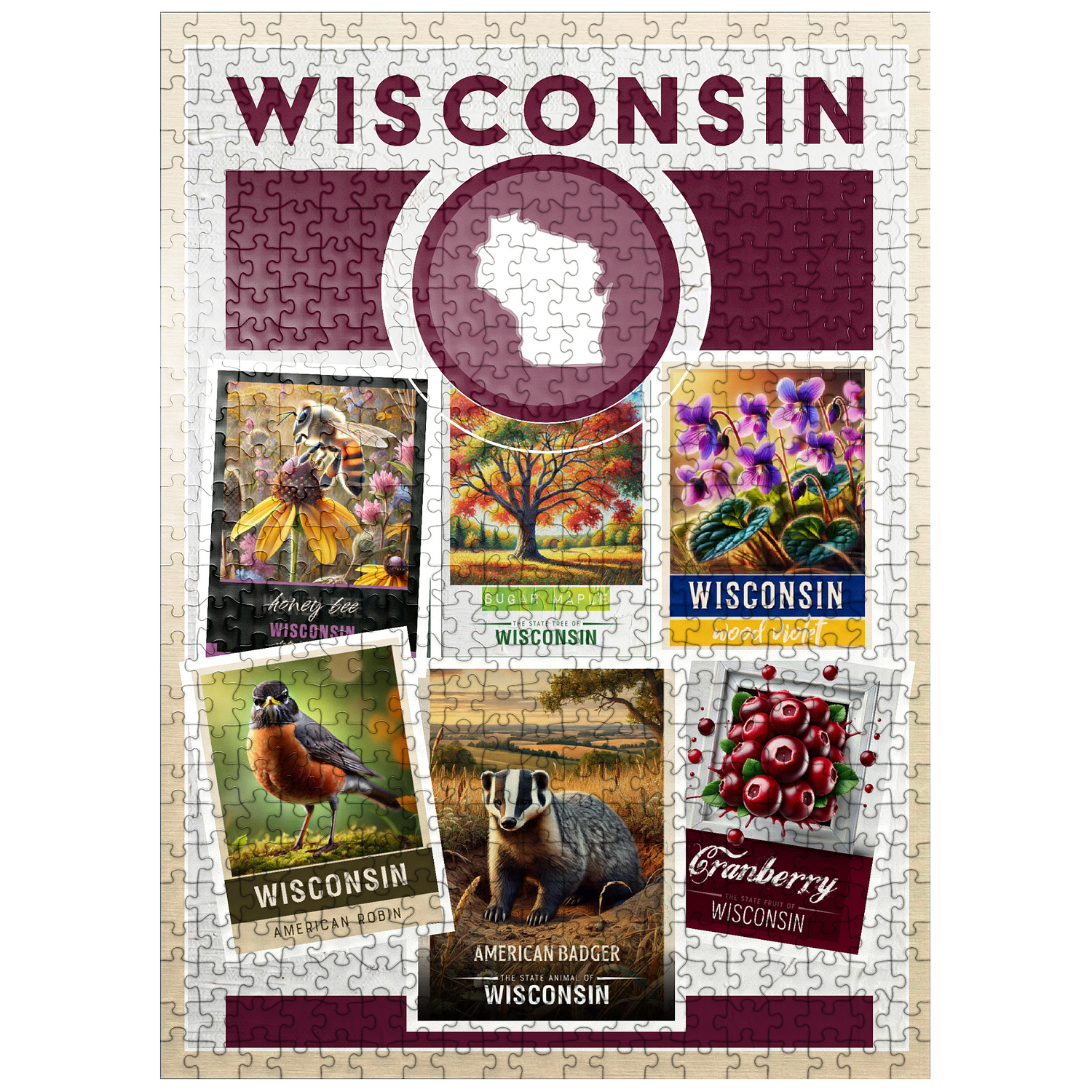 MyPuzzle - Collage: Wisconsin State Symbols - Premium 500 Piece Jigsaw ...