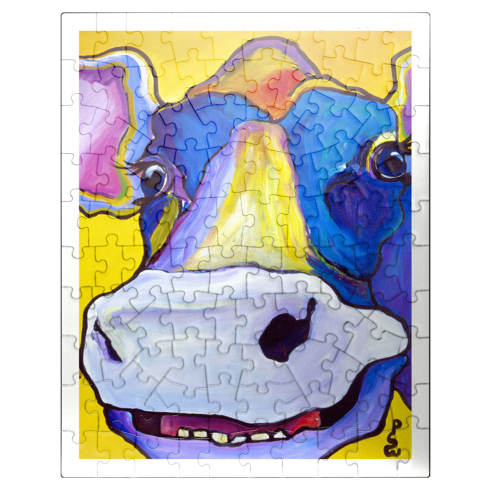MyPuzzle - Colorful Cow Portrait - Premium 100 Piece Jigsaw Puzzle for ...