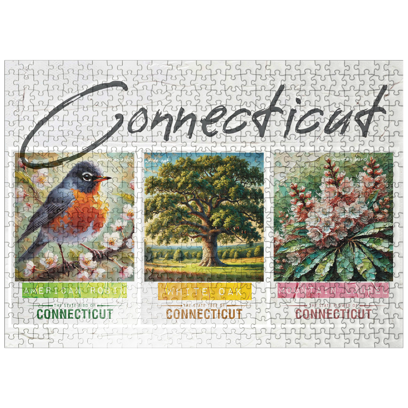 MyPuzzle - Connecticut: Bird, Tree, Flower- State Symbols Collage ...