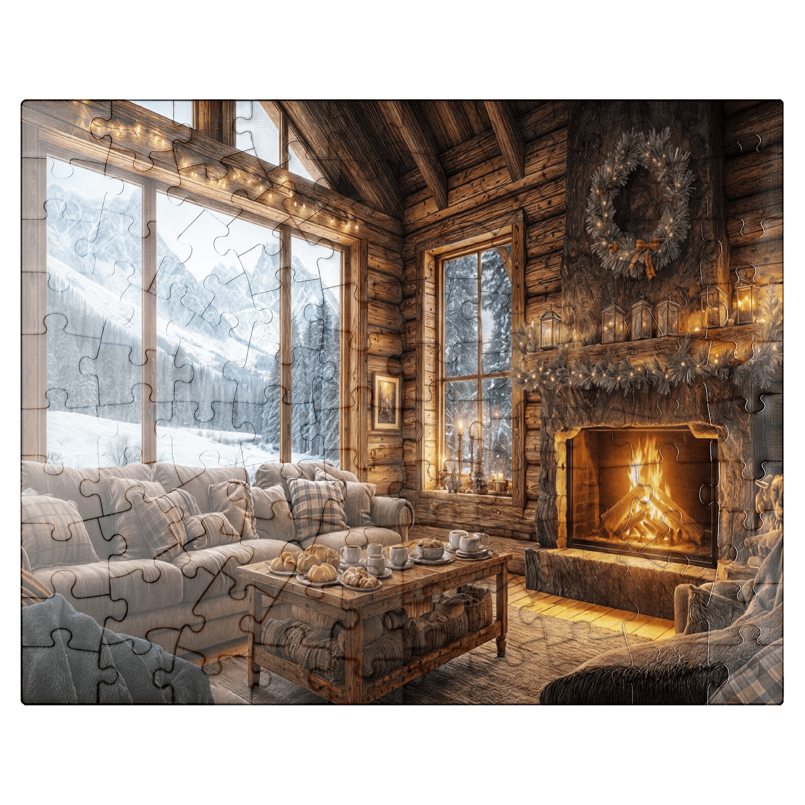 MyPuzzle - Cozy Log Cabin With Mountain View - Premium 100 Piece Jigsaw ...
