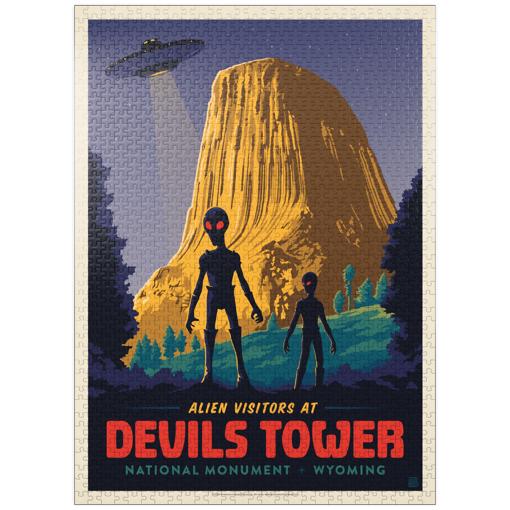 MyPuzzle - Devils Tower, WY: Alien Visitation, Vintage Poster - Premium ...