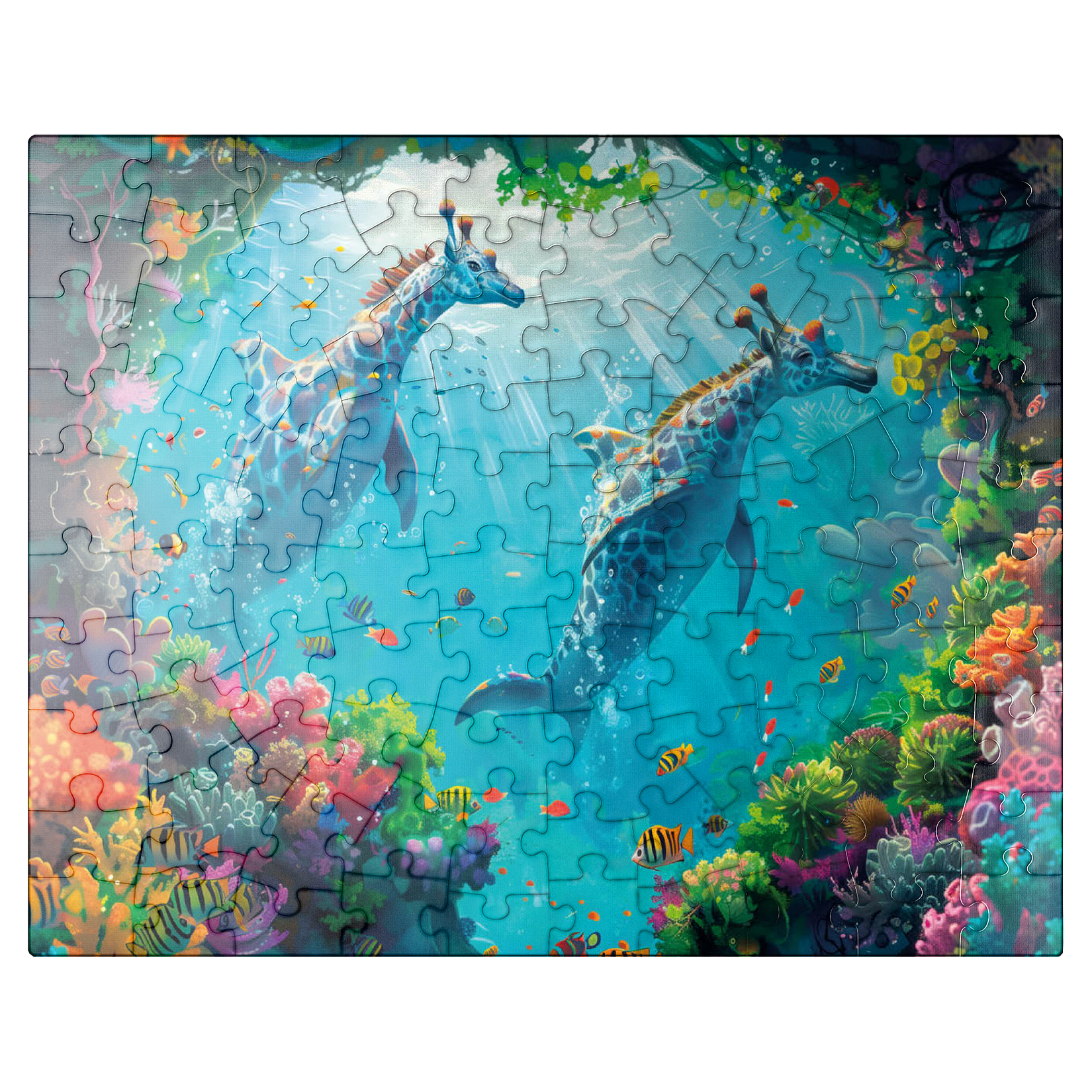 MyPuzzle - Dolphin Giraffes On The Coral Reef - Fantasy Animals In The ...