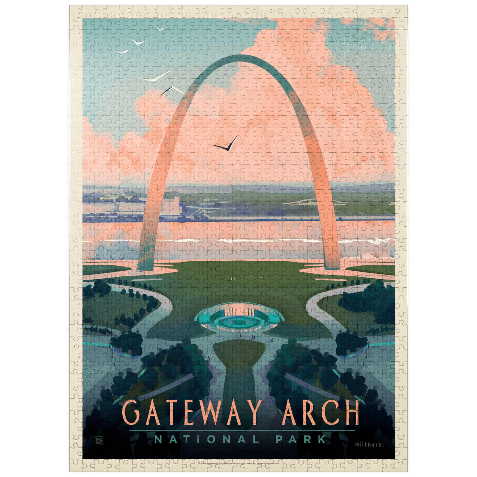 MyPuzzle - Gateway Arch National Park: Bird's-eye View, Vintage Poster ...