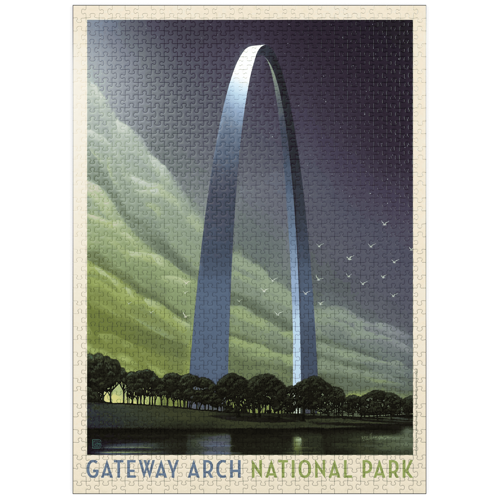 MyPuzzle - Gateway Arch National Park: Evening Glow, Vintage Poster ...