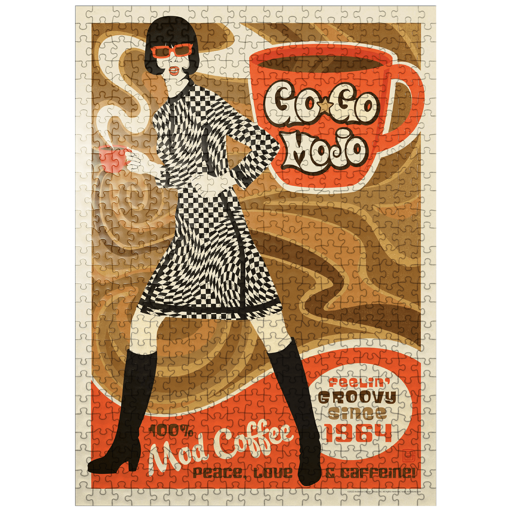 MyPuzzle - Go-Go Mojo Coffee, Vintage Poster - Premium 500 Piece Jigsaw ...