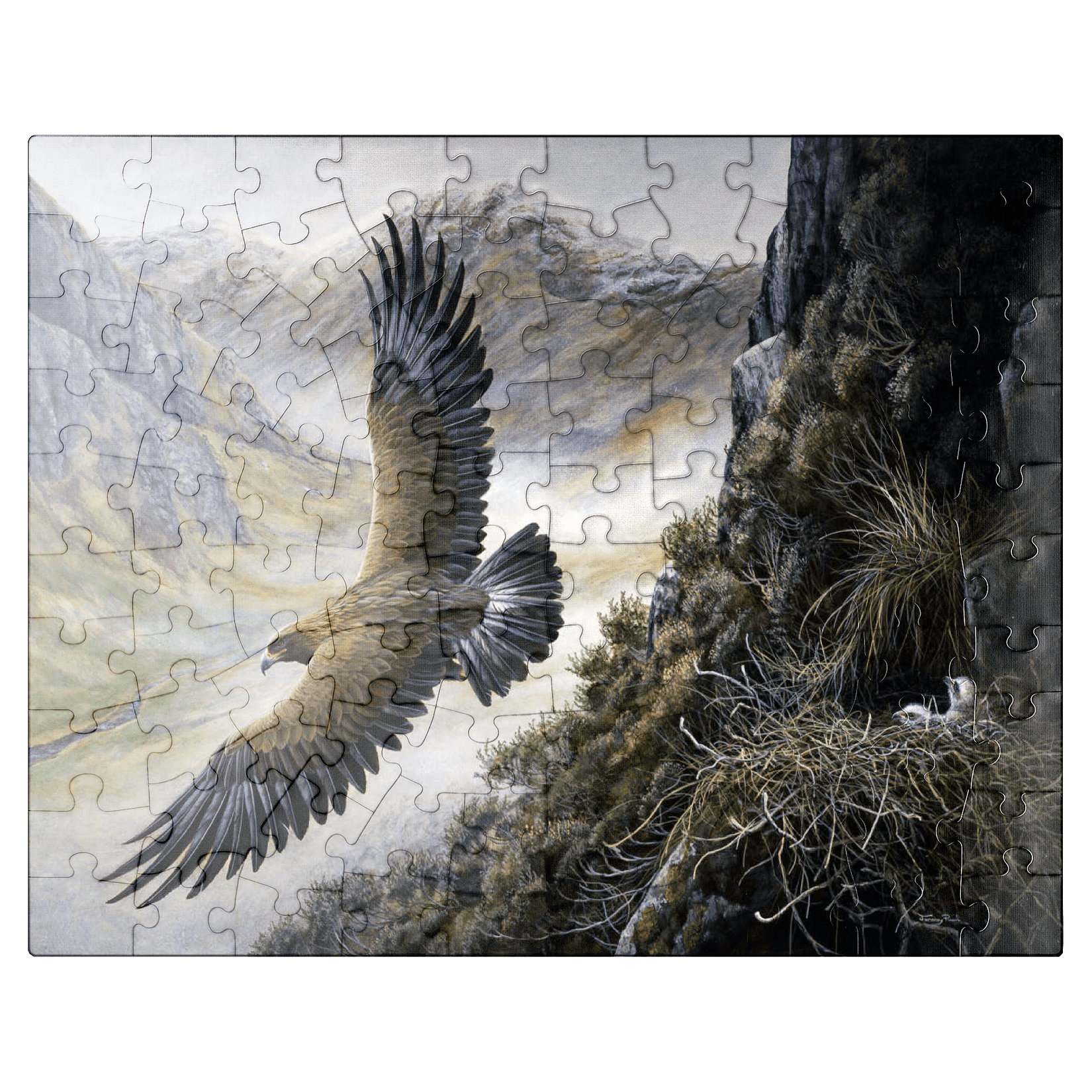 MyPuzzle - Golden Eagle Soaring Over Mountain Nest - Premium 100 Piece ...