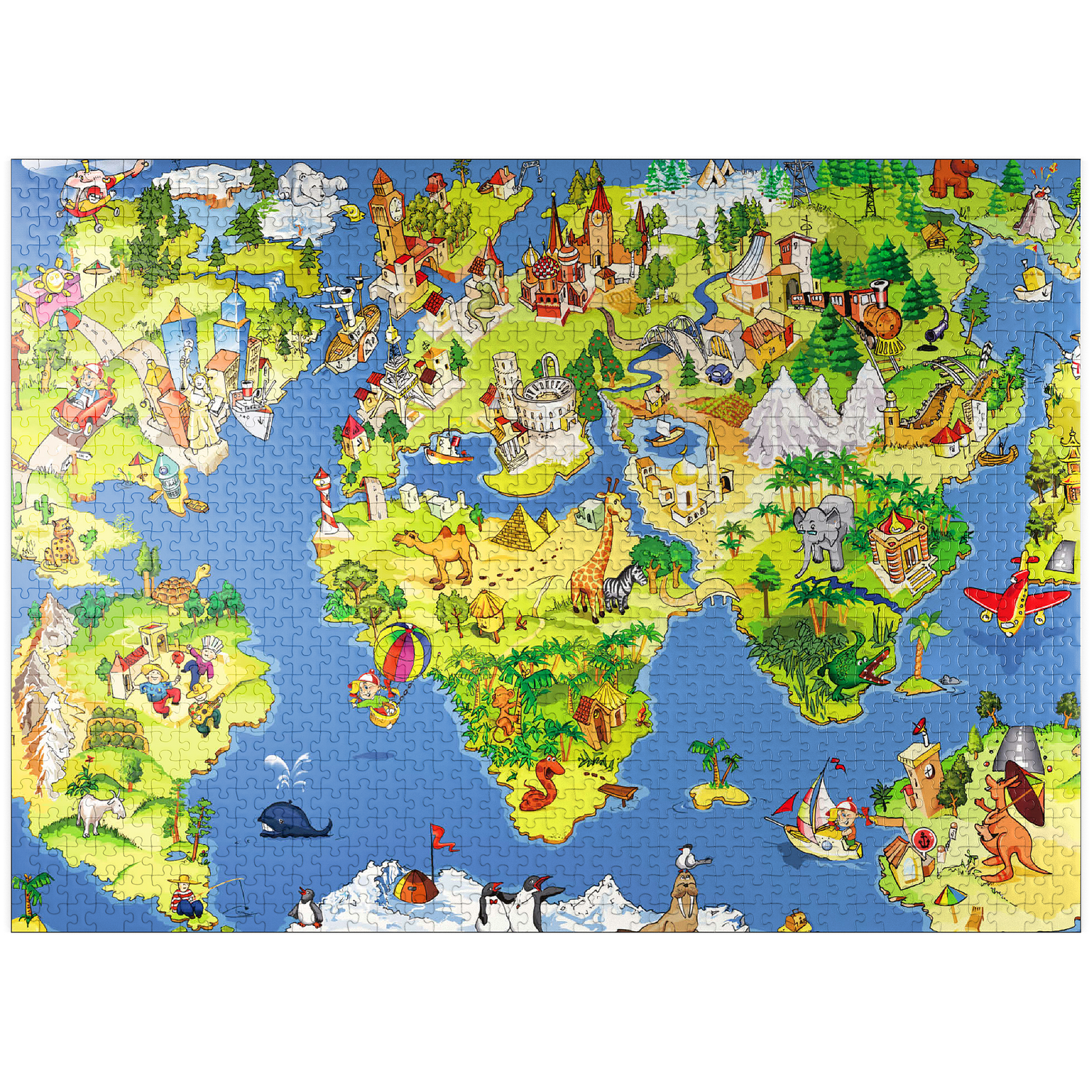 MyPuzzle - Great And Funny Cartoon World Map - Illustration For Kids ...
