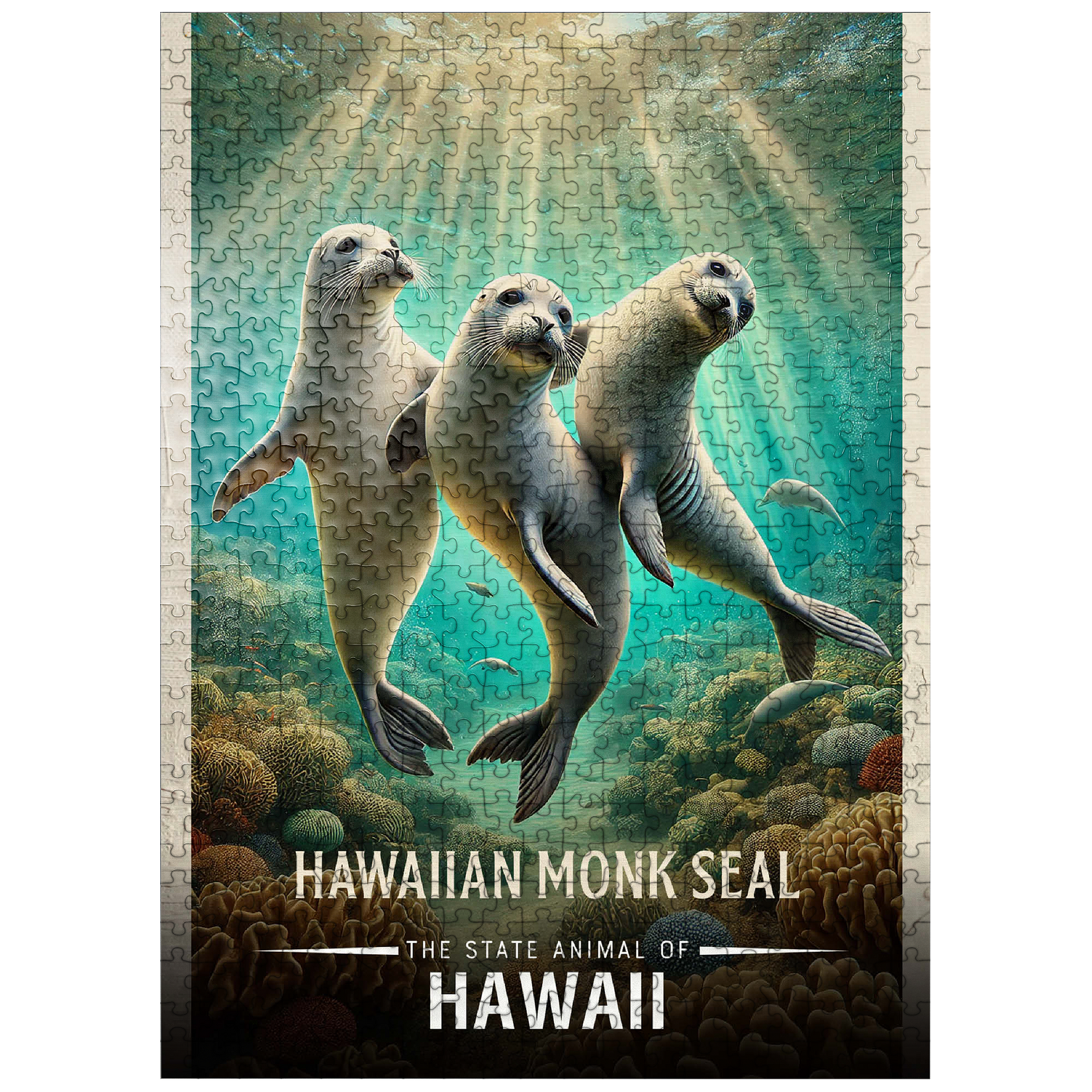 MyPuzzle - Hawaii, Hawaiian Monk Seal: State Animals Series - Premium ...