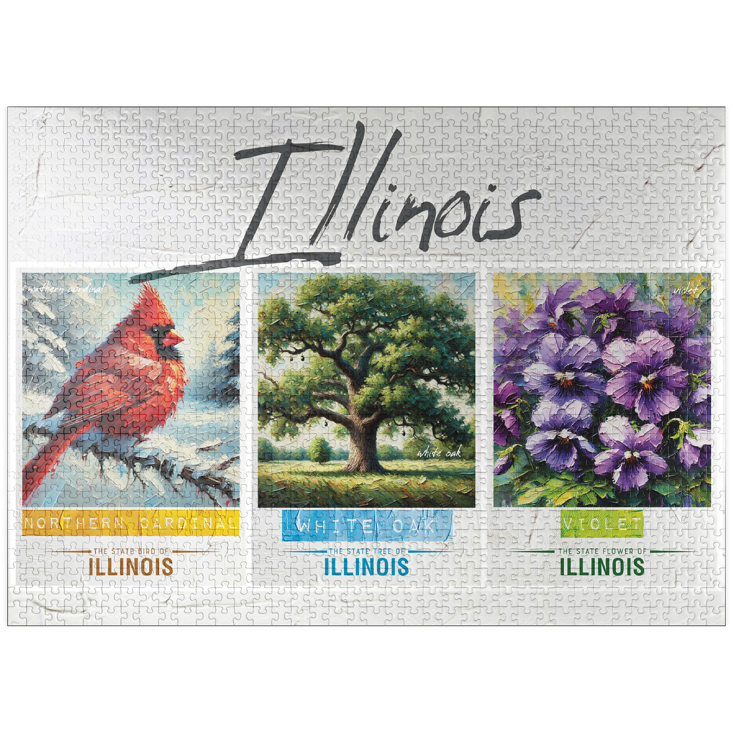 MyPuzzle - Illinois: Bird, Tree, Flower- State Symbols Collage Series ...