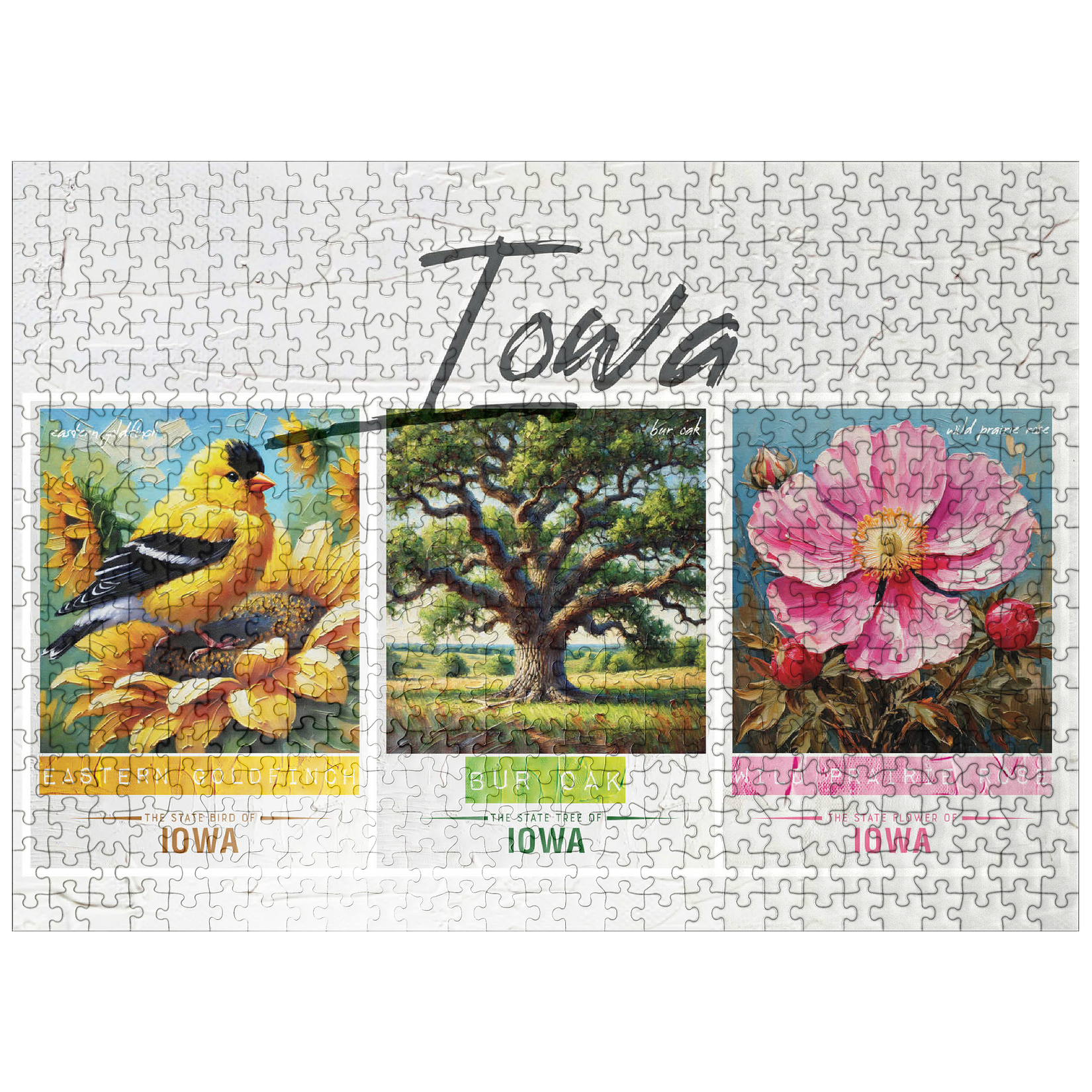 MyPuzzle - Iowa: Bird, Tree, Flower- State Symbols Collage Series ...
