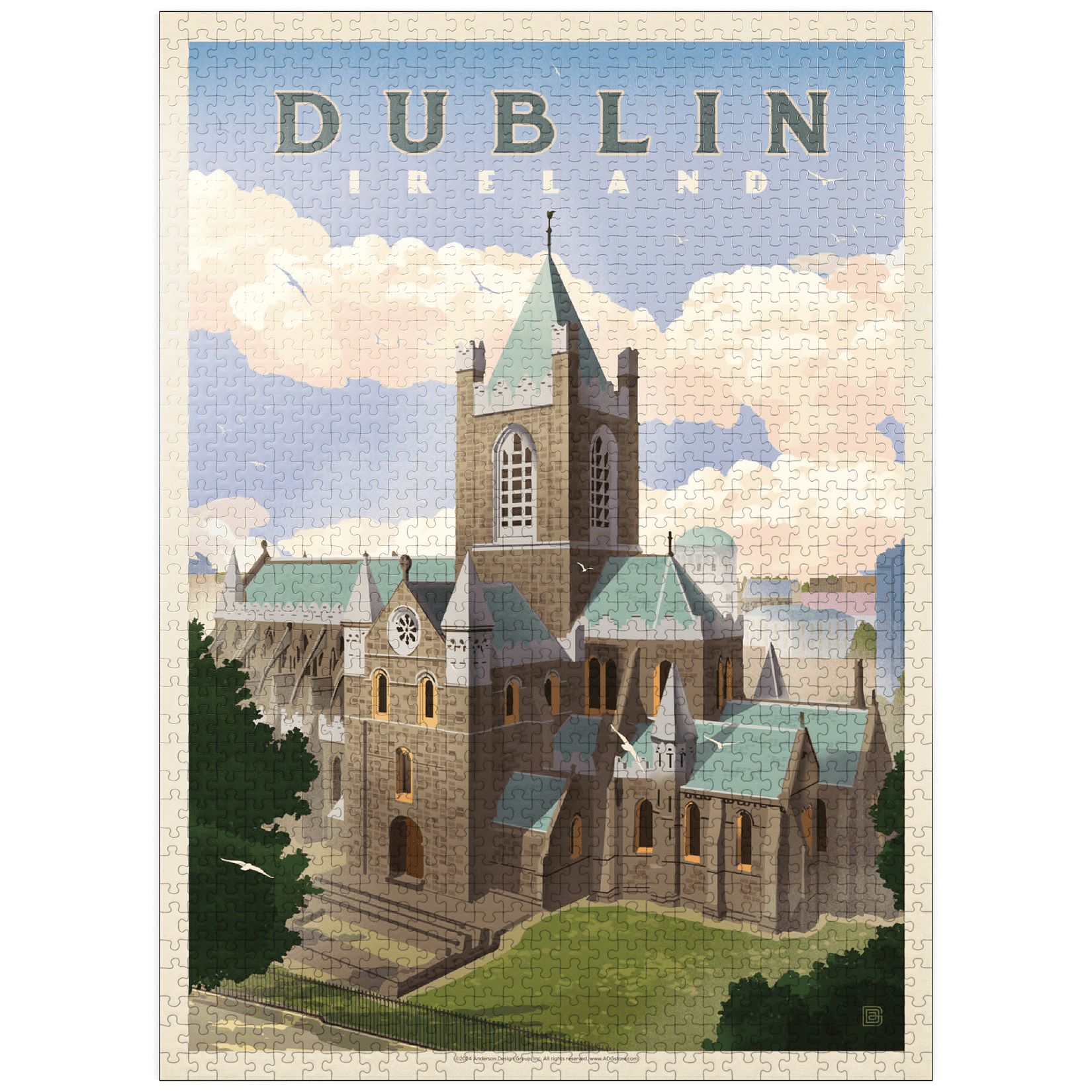 MyPuzzle - Ireland: Dublin, Vintage Poster - Premium 1000 Piece Jigsaw ...