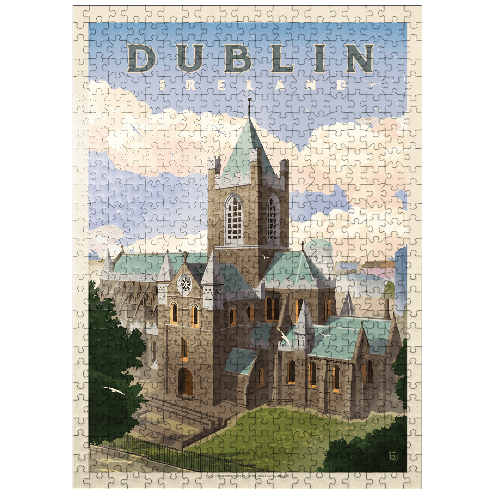 MyPuzzle - Ireland: Dublin, Vintage Poster - Premium 500 Piece Jigsaw ...