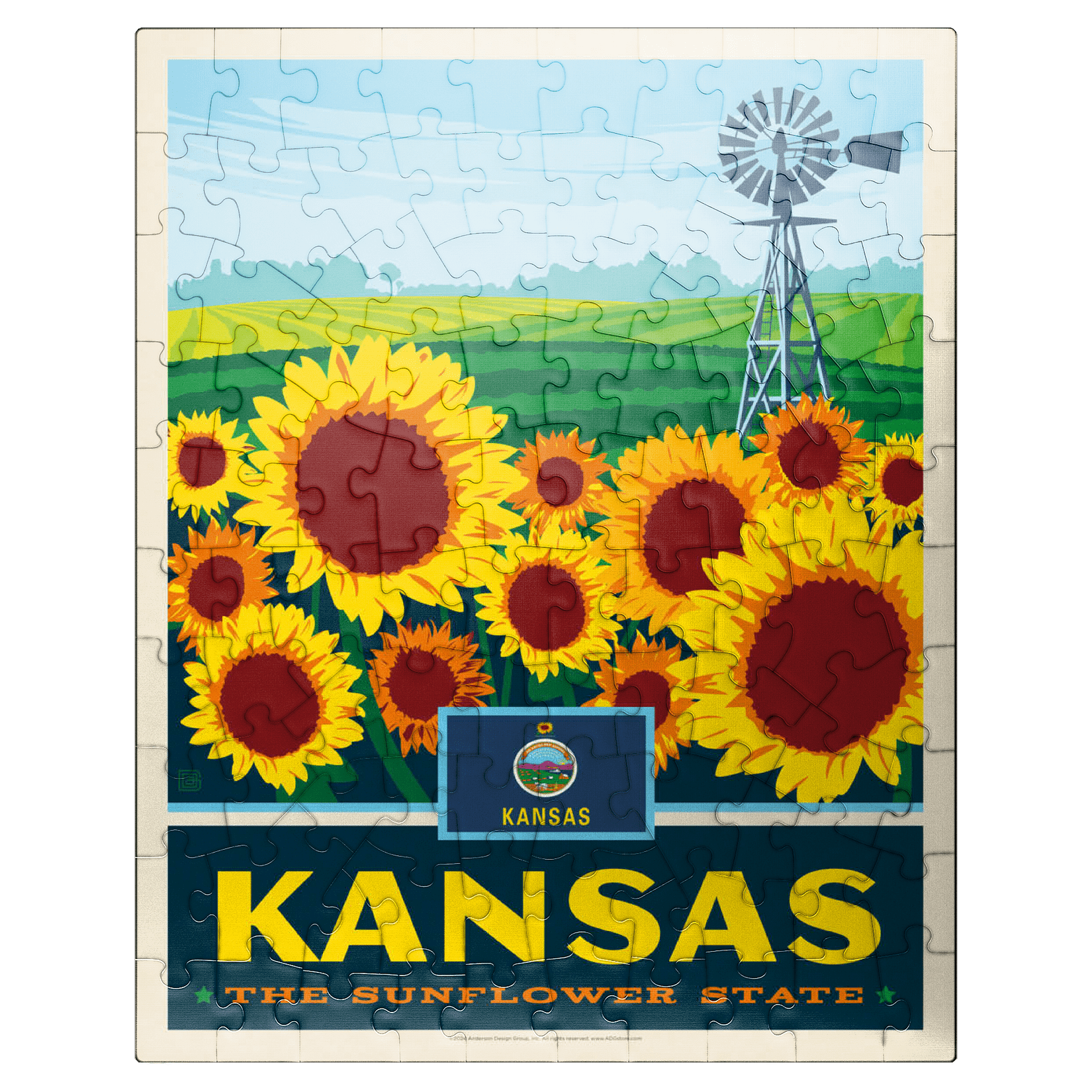 MyPuzzle - Kansas: The Sunflower State - Premium 100 Piece Jigsaw ...