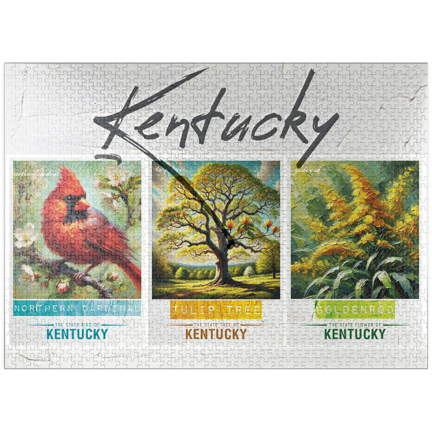 MyPuzzle - Kentucky: Bird, Tree, Flower- State Symbols Collage Series ...