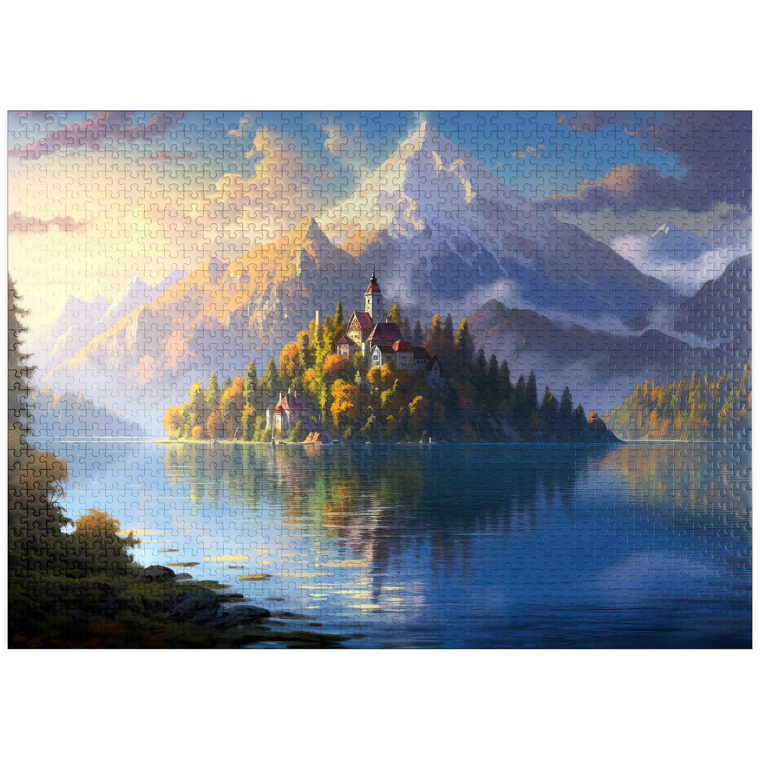 MyPuzzle - Lake Bled Island And Alpine Peaks - Premium 1000 Piece ...