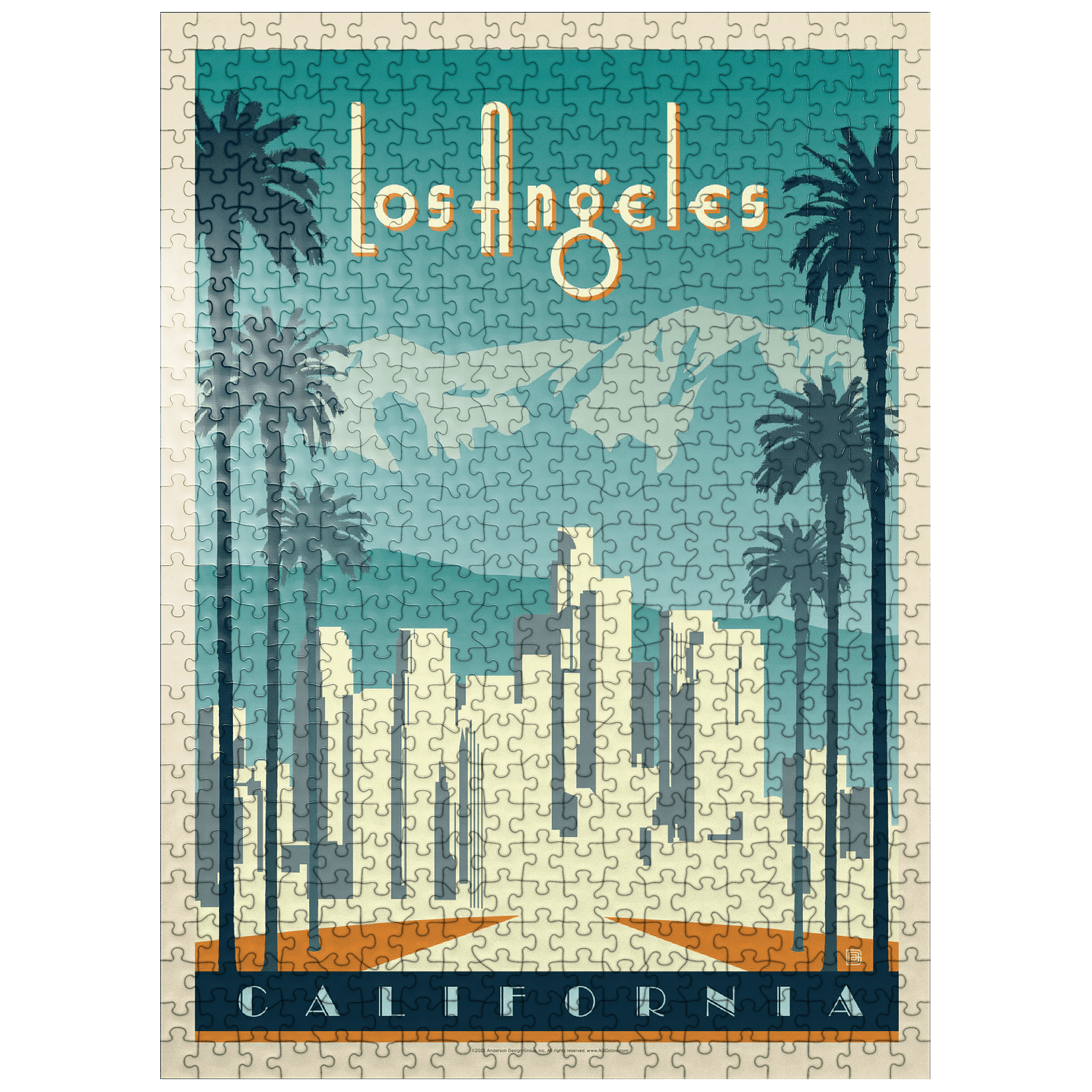 MyPuzzle - Los Angeles Skyline, Vintage Poster - Premium 500 Piece ...
