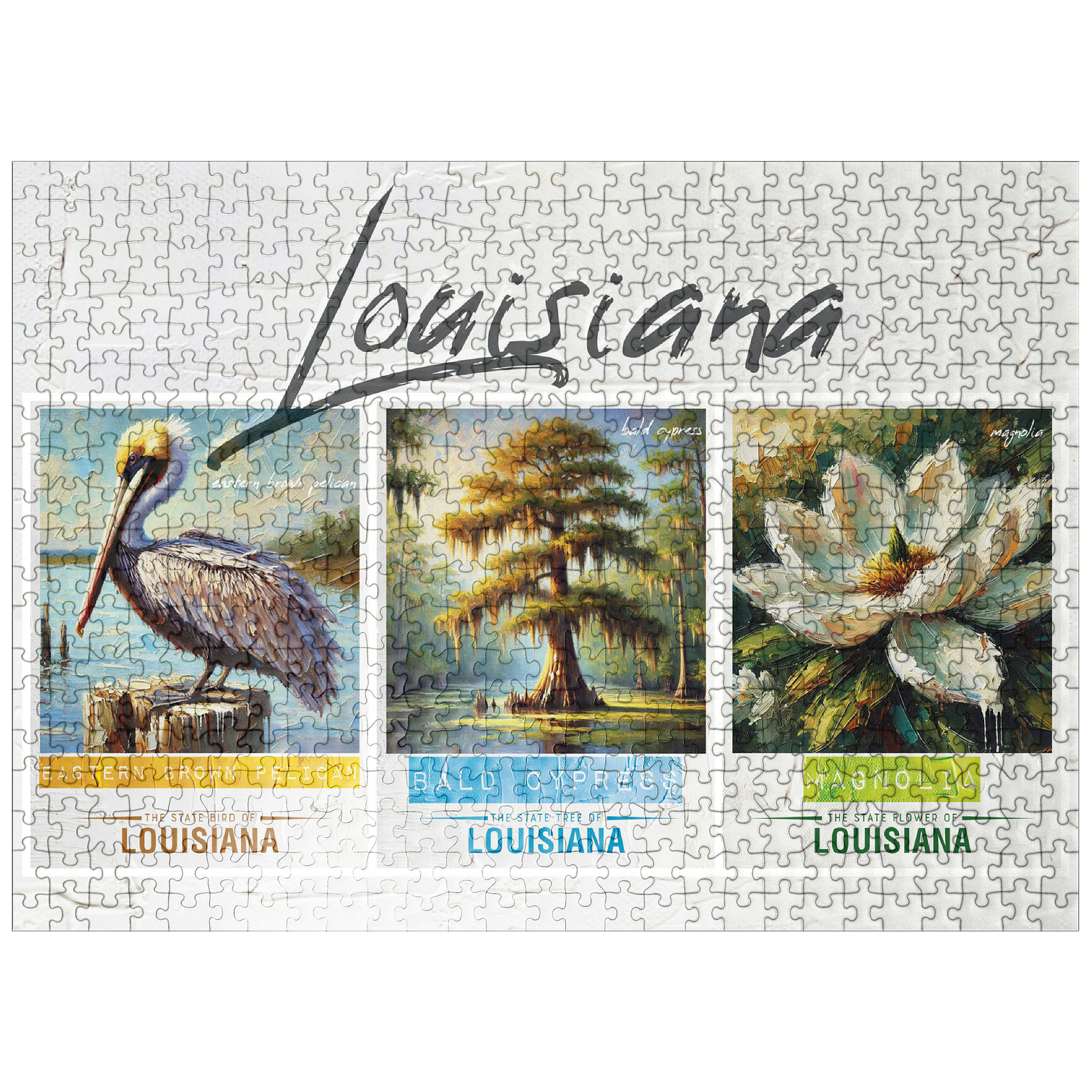 MyPuzzle - Louisiana: Bird, Tree, Flower- State Symbols Collage Series ...