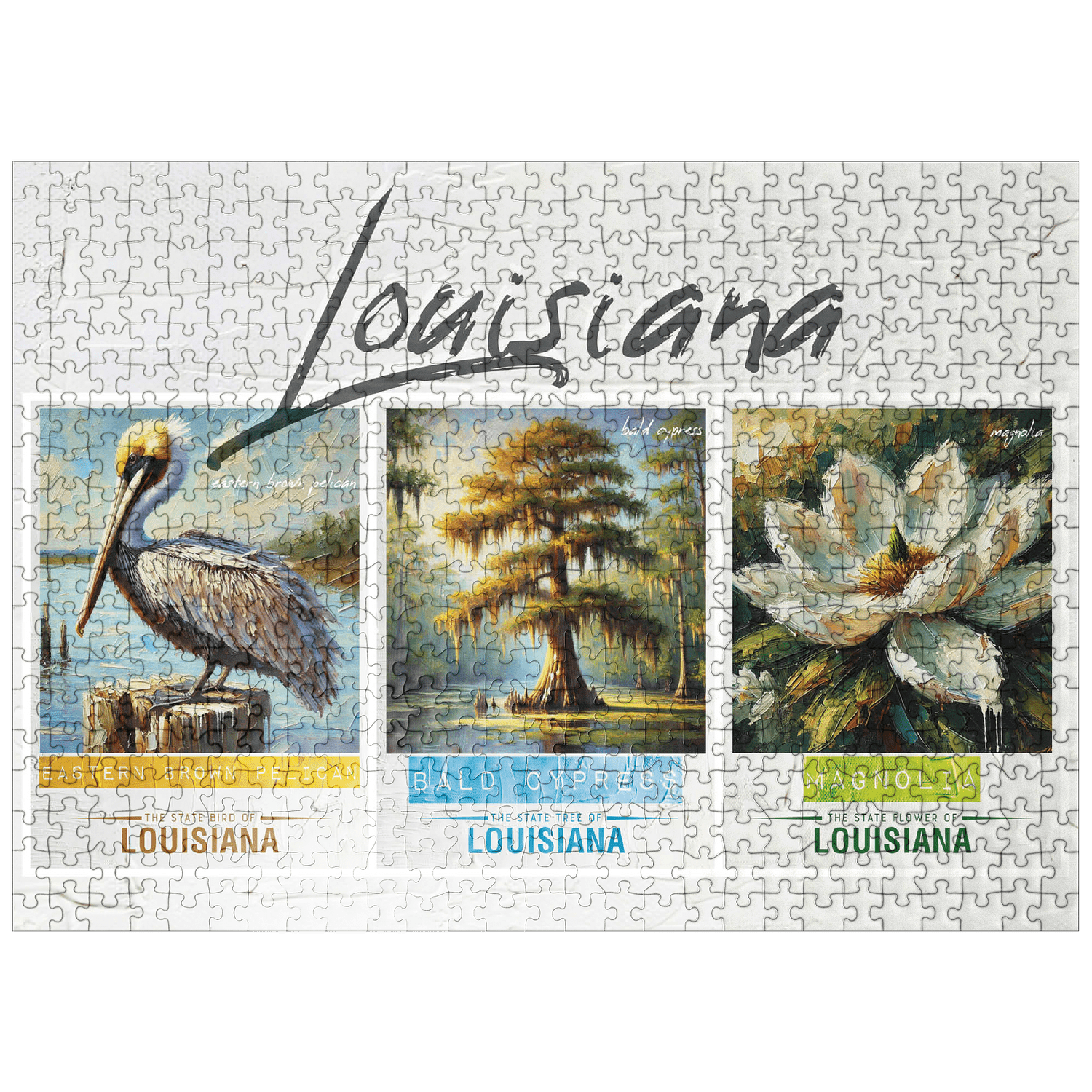 MyPuzzle - Louisiana: Bird, Tree, Flower- State Symbols Collage Series ...